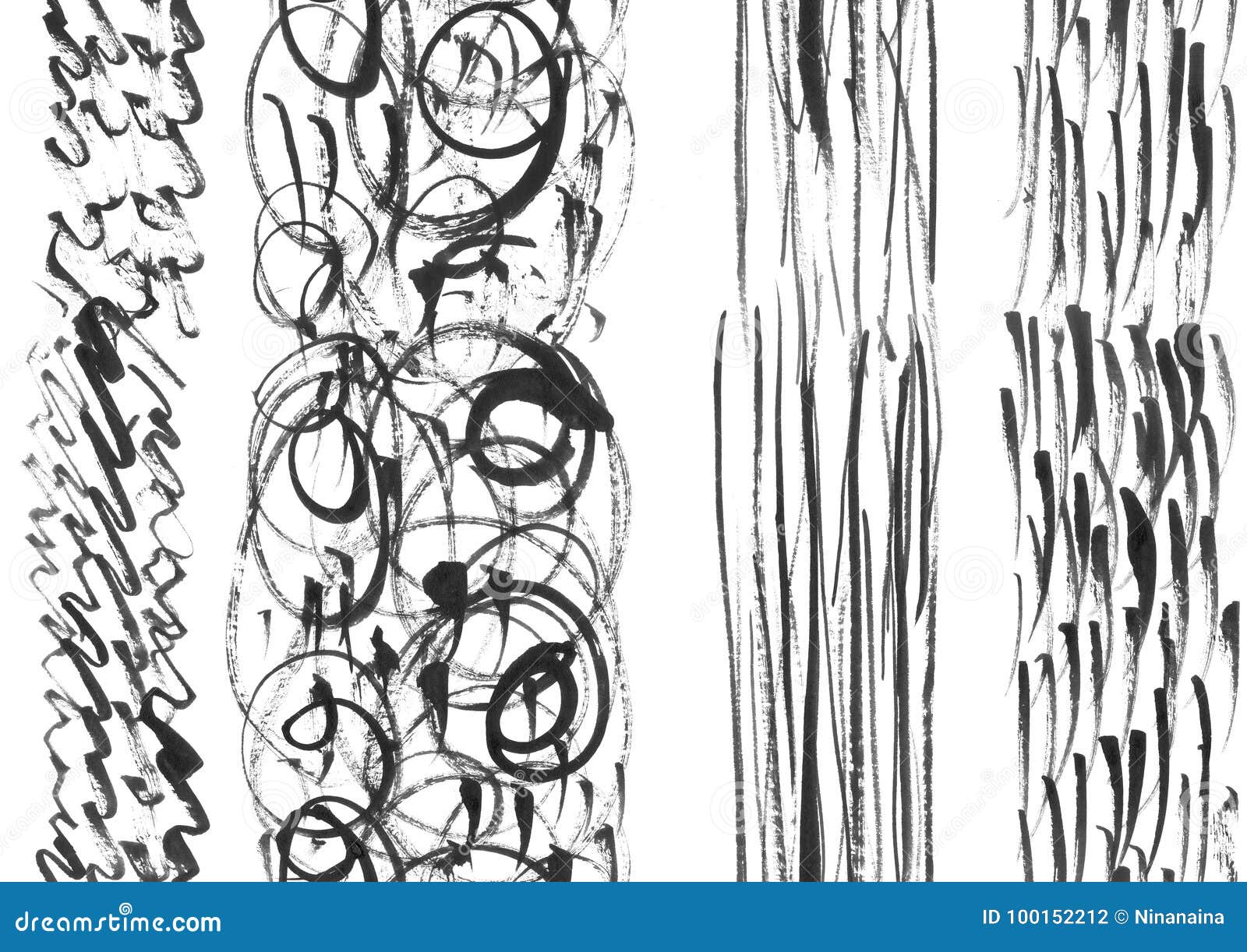 Seamless Hand-drawn Ink Shapes Stock Photo - Image of abstract, brush ...