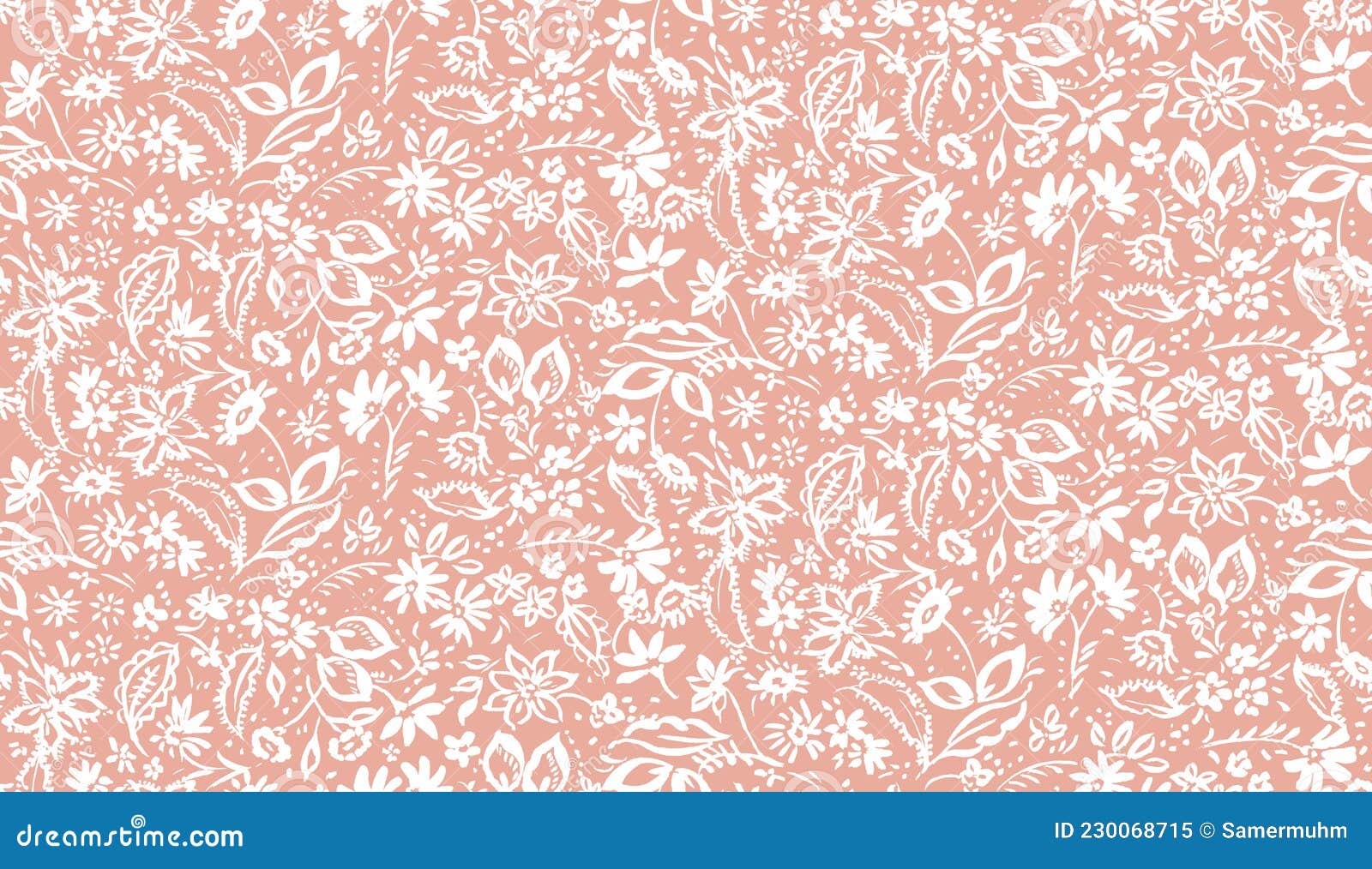 Seamless Hand Drawn Mini Flowers. Repeating Pattern on Beige Background ...