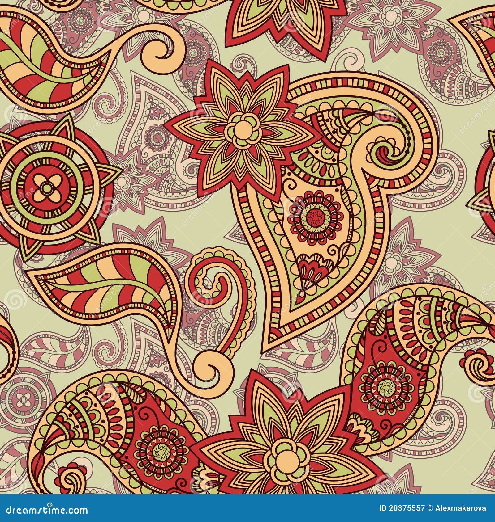 Seamless Hand Drawn Paisley Stock Vector - Illustration of branch ...