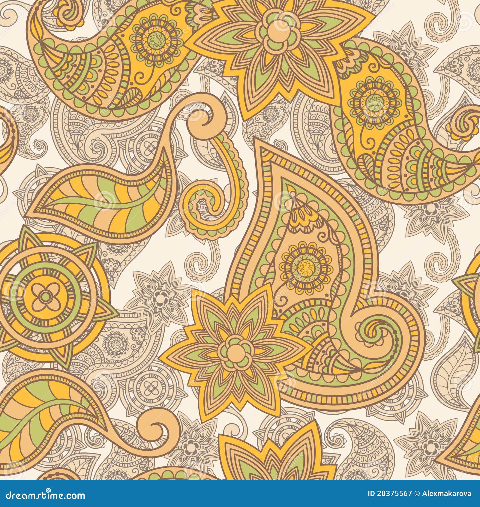 Seamless Hand Drawn Paisley Stock Vector - Illustration of oriental ...