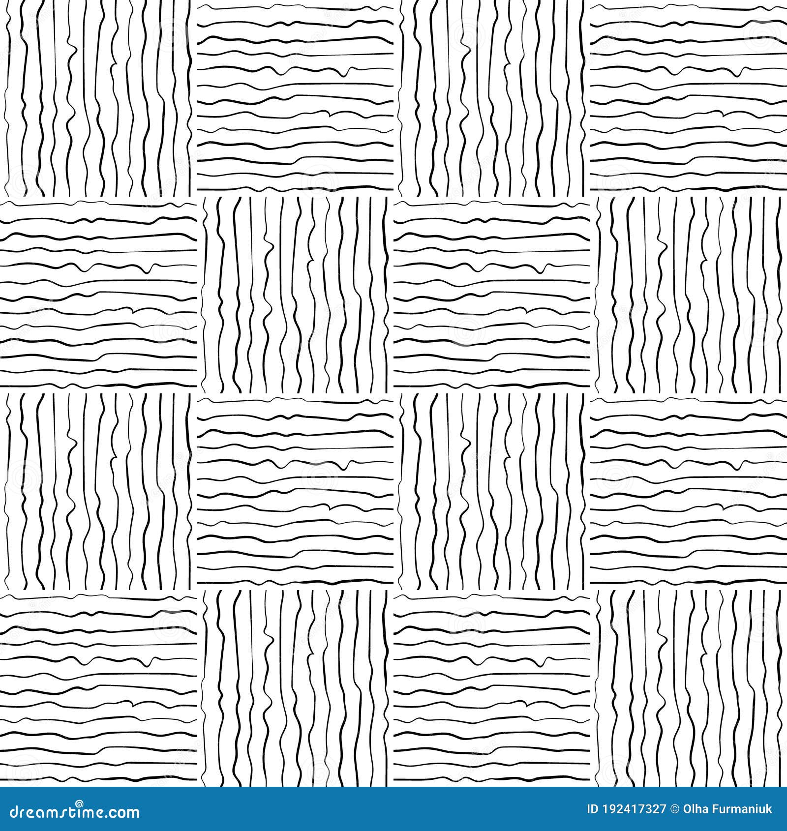 Seamless Hand-drawn Pattern of Black Intersecting Lines on a White ...