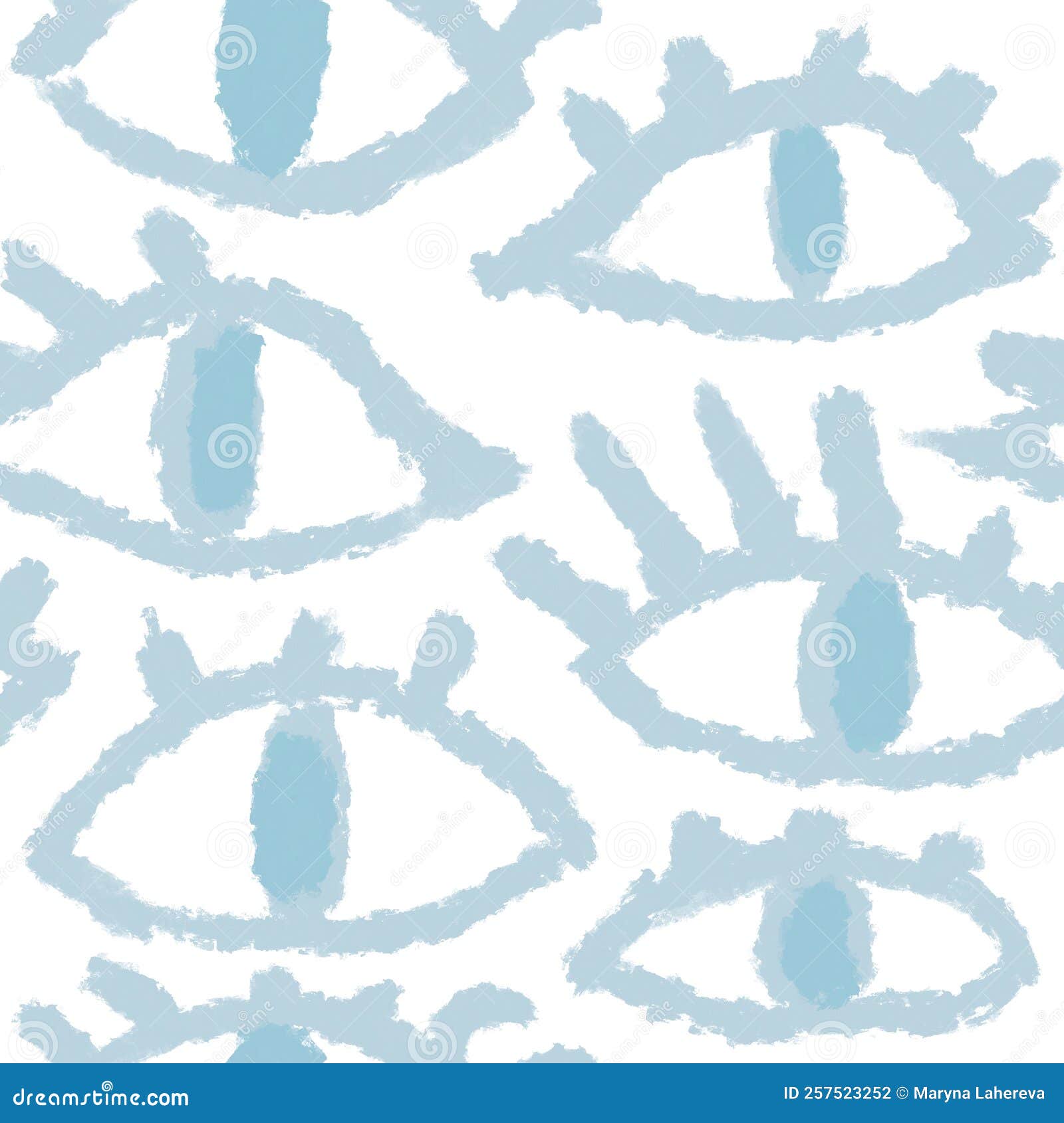 Seamless Hand Drawn Pattern with Blue Evil Third Eye, Traditional ...