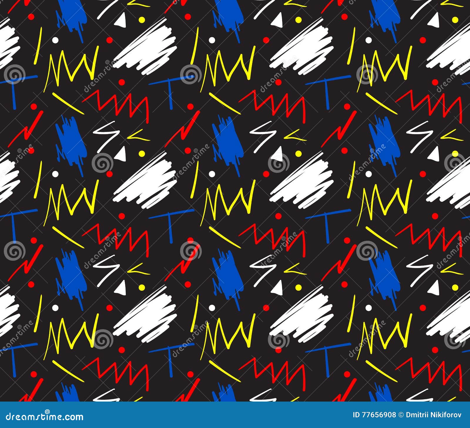 Seamless Hand Drawn Pattern in Fun Retro Style. Vector Illustration ...