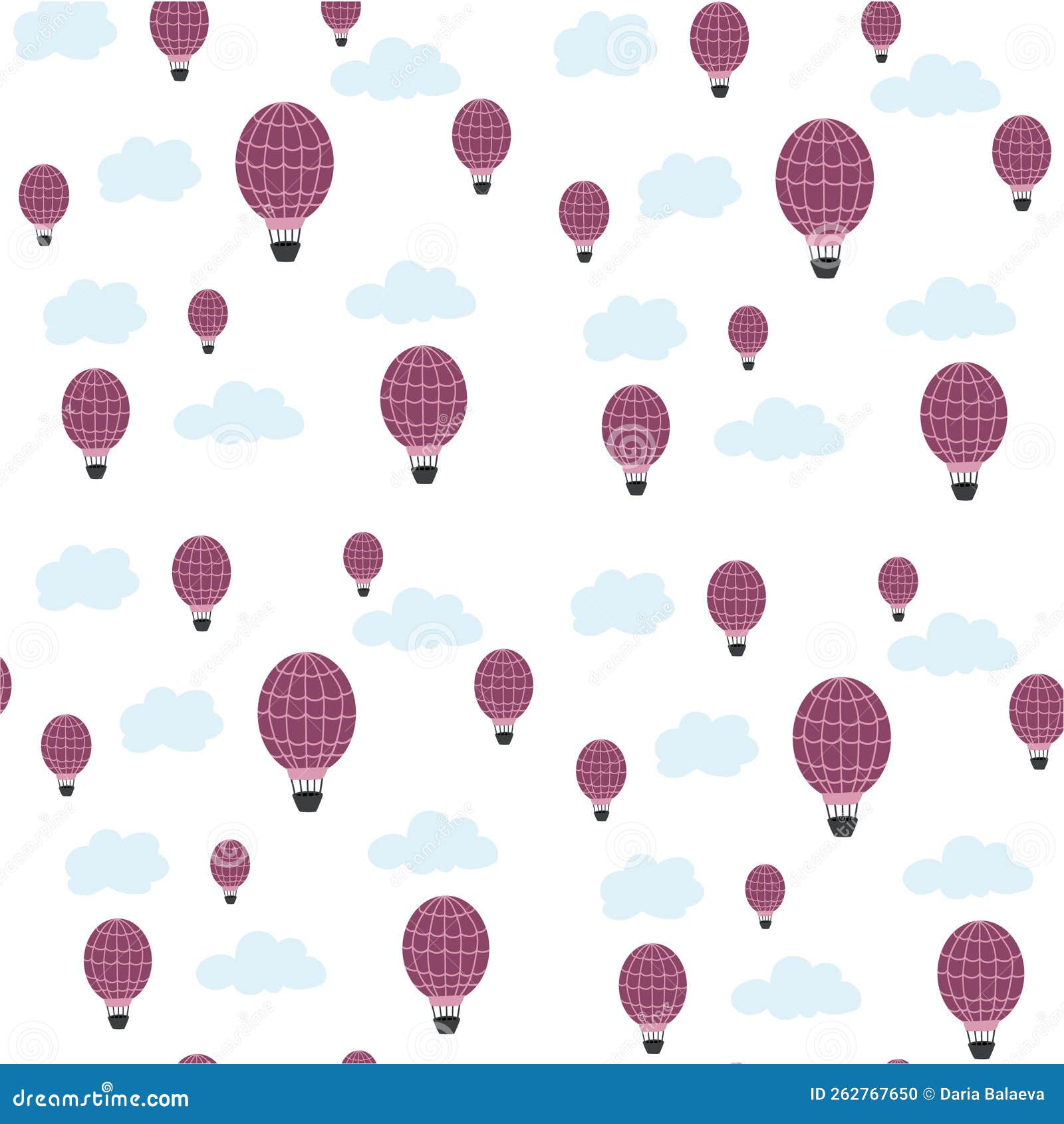 Seamless Hand Drawn Pattern with Hot Air Balloons Stock Vector ...