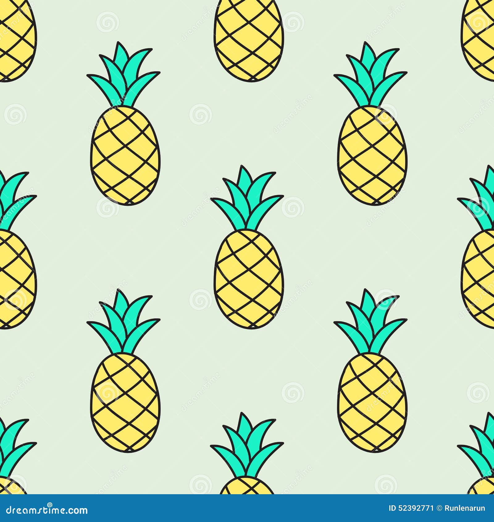 Seamless Hand-drawn Pattern with Pineapple. Vector Stock Vector ...