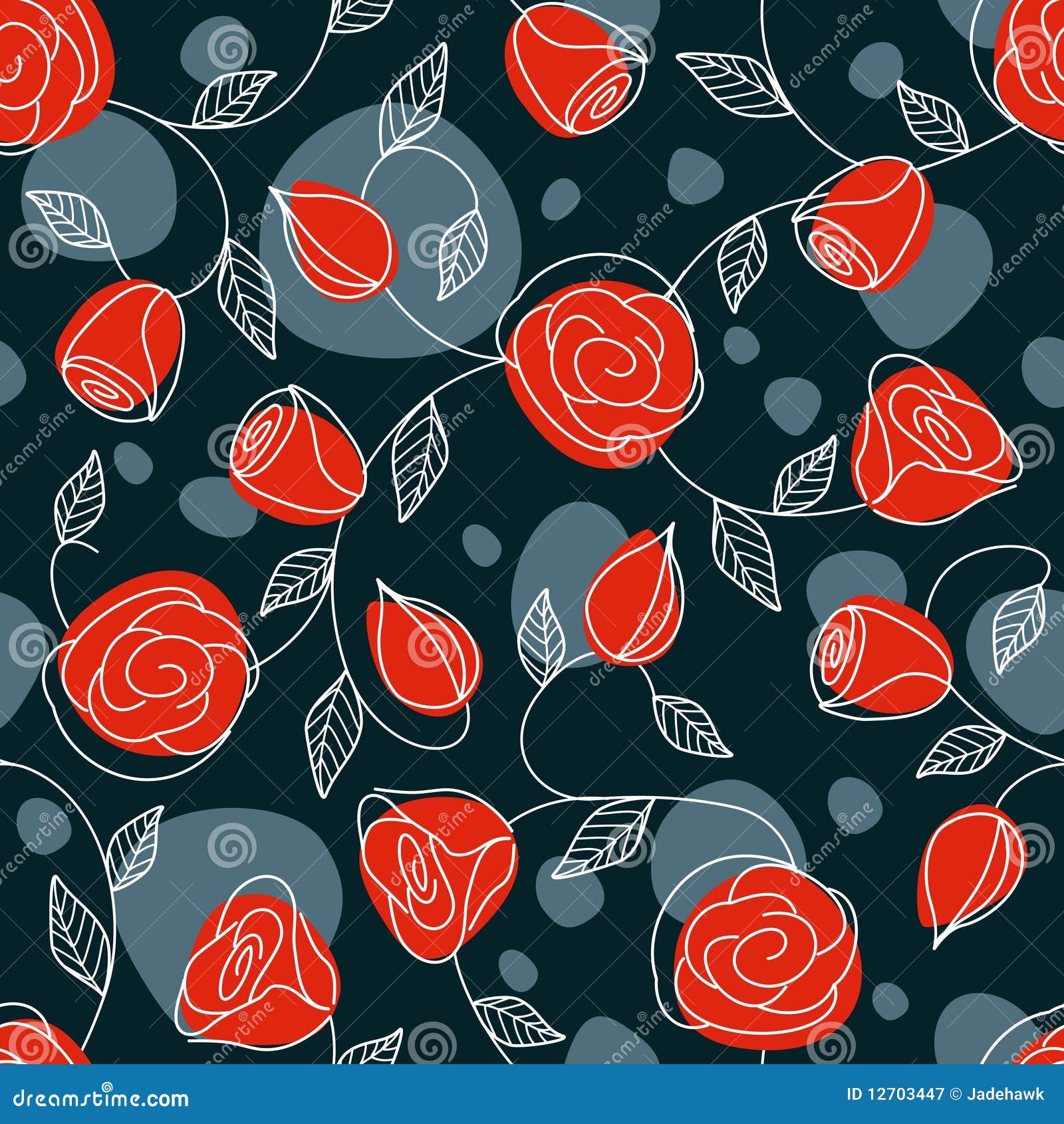 Seamless Hand Drawn Pattern with Red Roses Stock Vector - Illustration ...