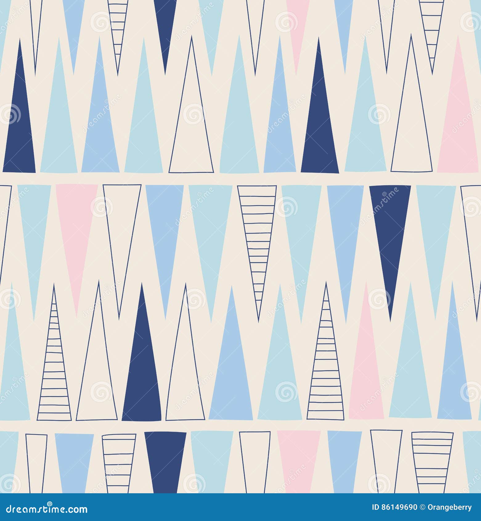 Seamless Hand Drawn Pattern with Triangles Stock Vector - Illustration ...