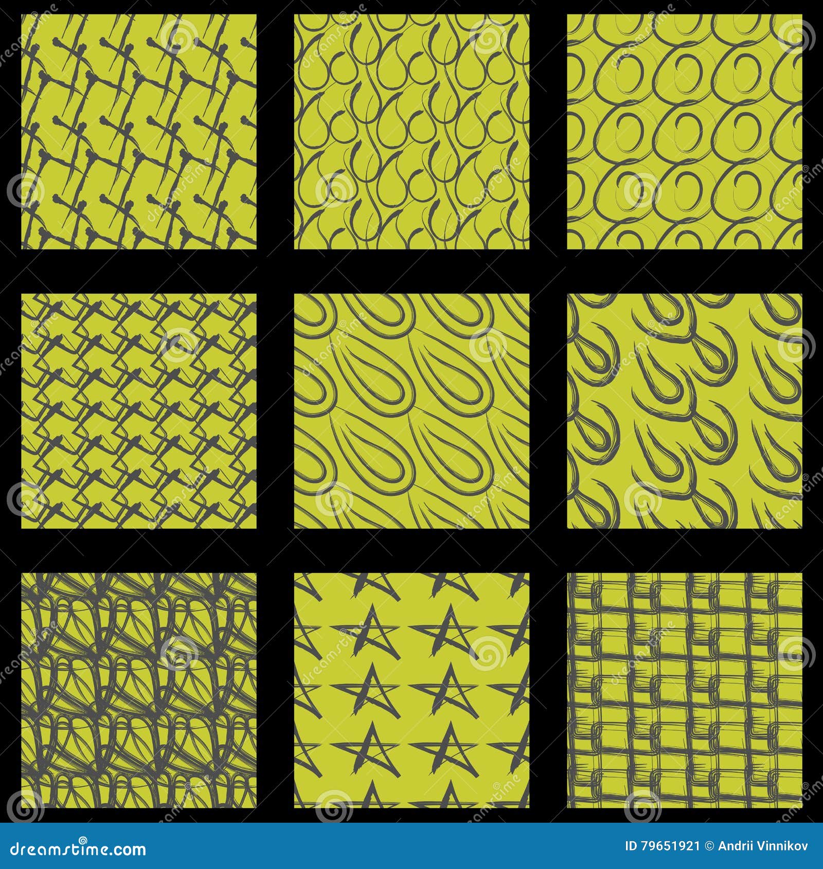 Seamless Hand-drawn Patterns. Vector Set of Seamless Patterns Stock ...