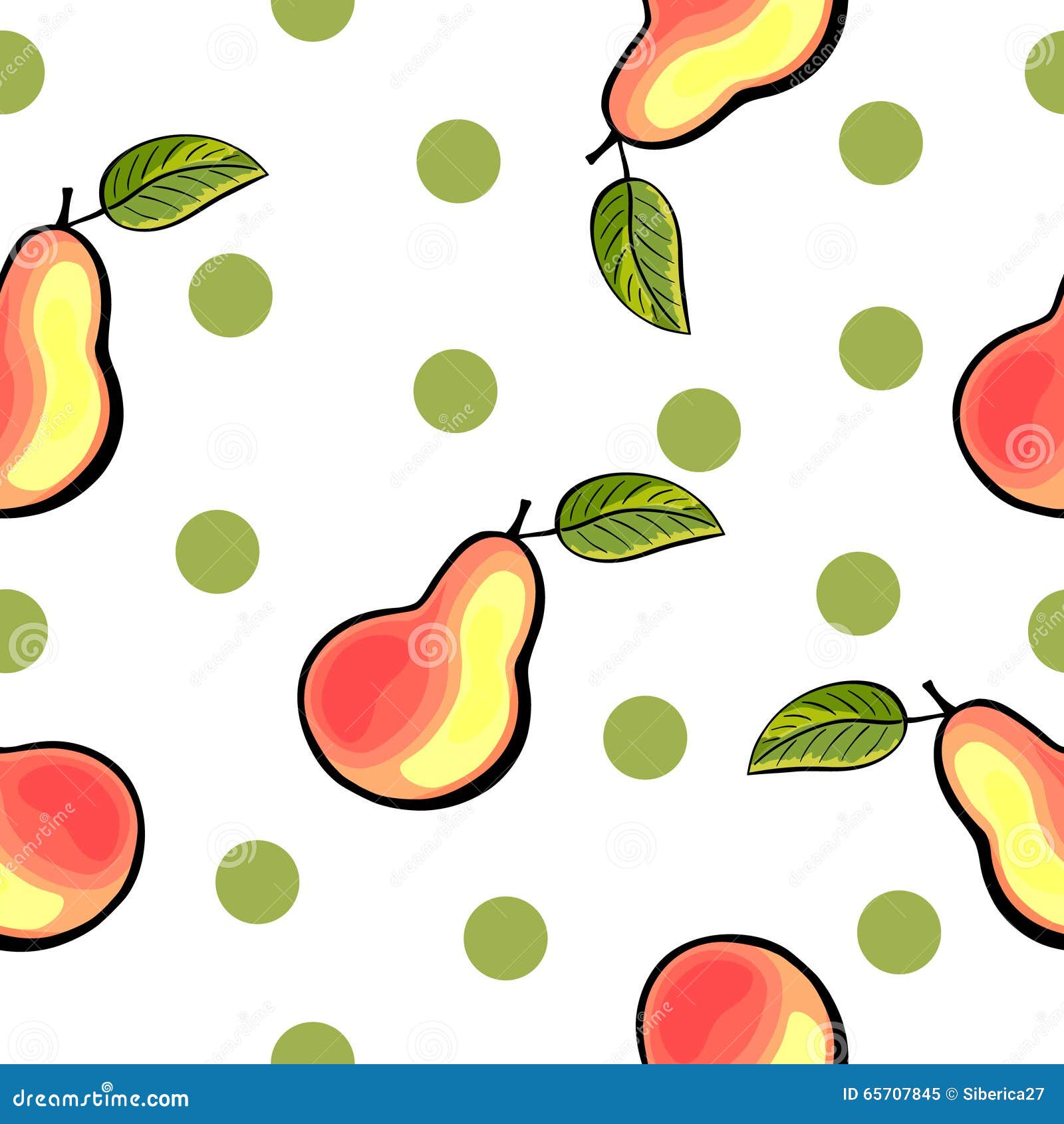 Seamless Hand Drawn Pear Pattern Stock Vector - Illustration of leaf ...