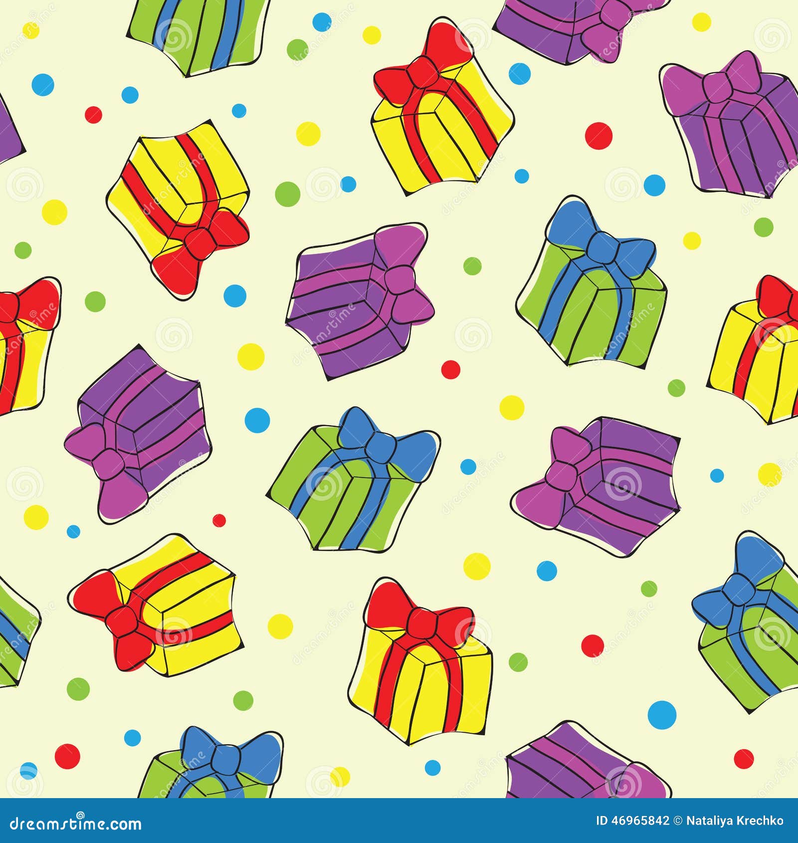 Seamless Hand Drawn Present Pattern Stock Vector - Illustration of ...