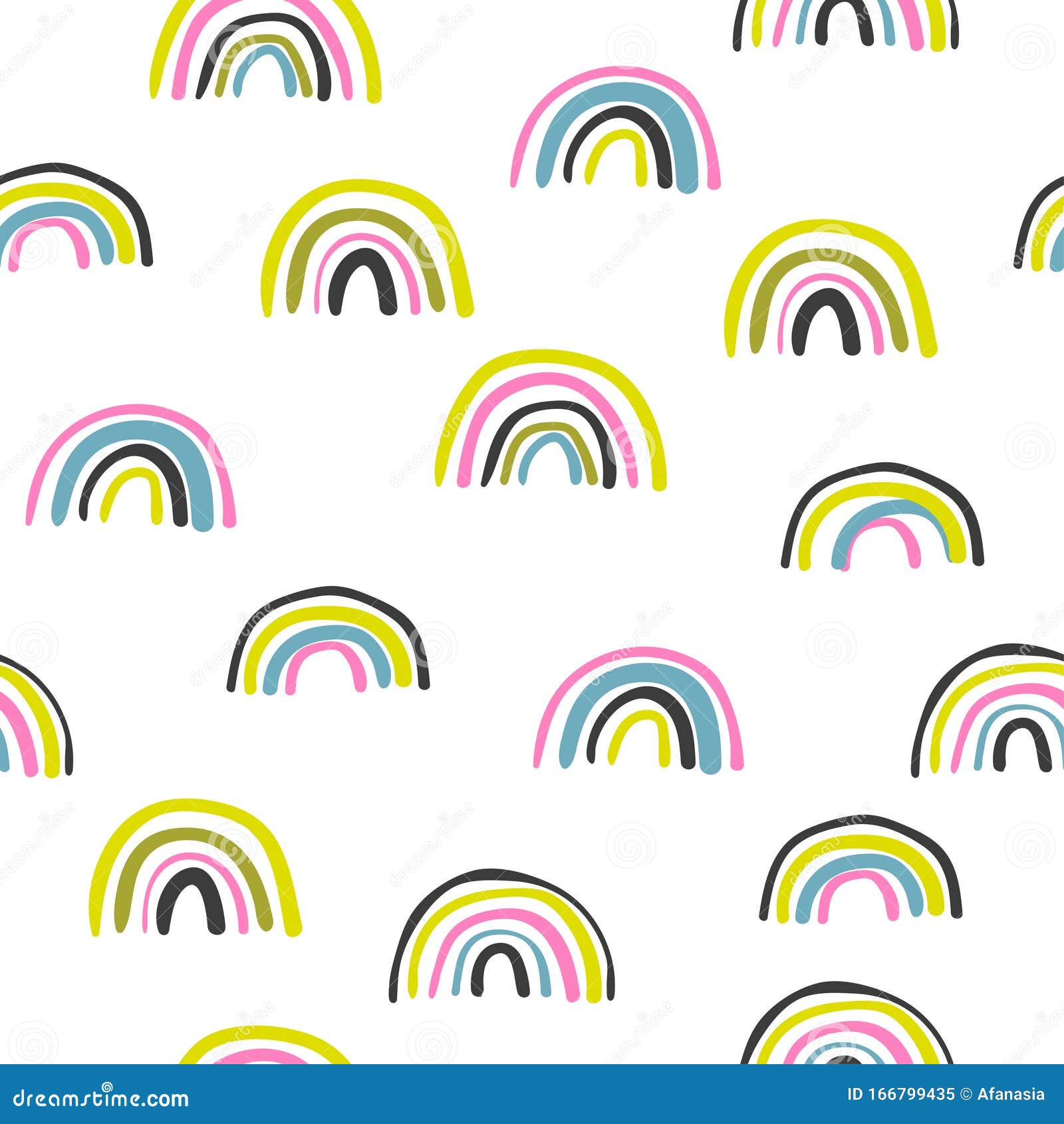 Seamless Hand Drawn Rainbows Pattern. Colorful Kids Texture Stock ...