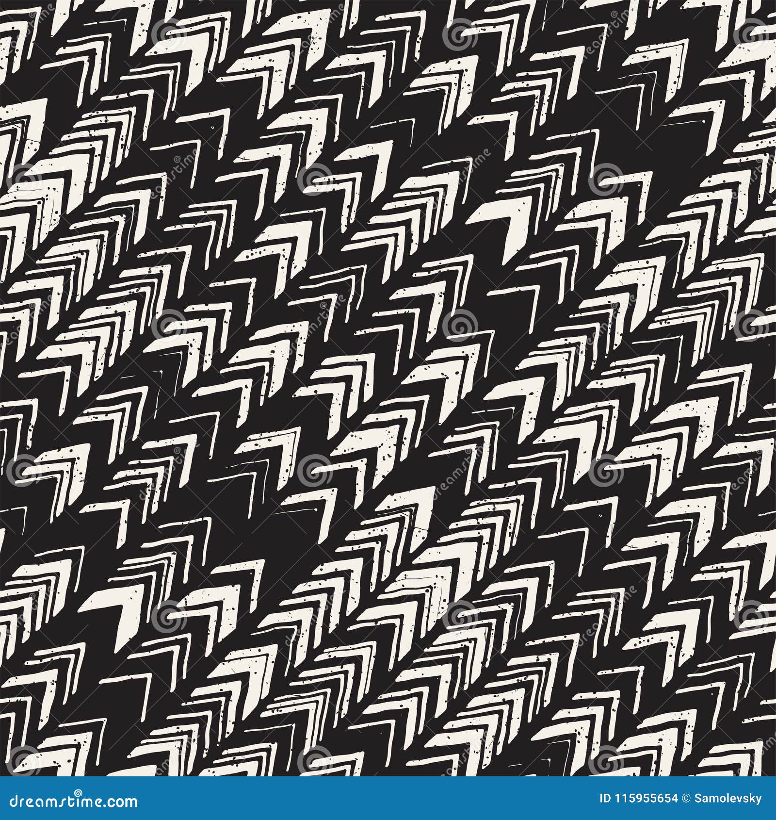 Seamless Hand Drawn Style Chevron Pattern in Black and White. Abstract ...