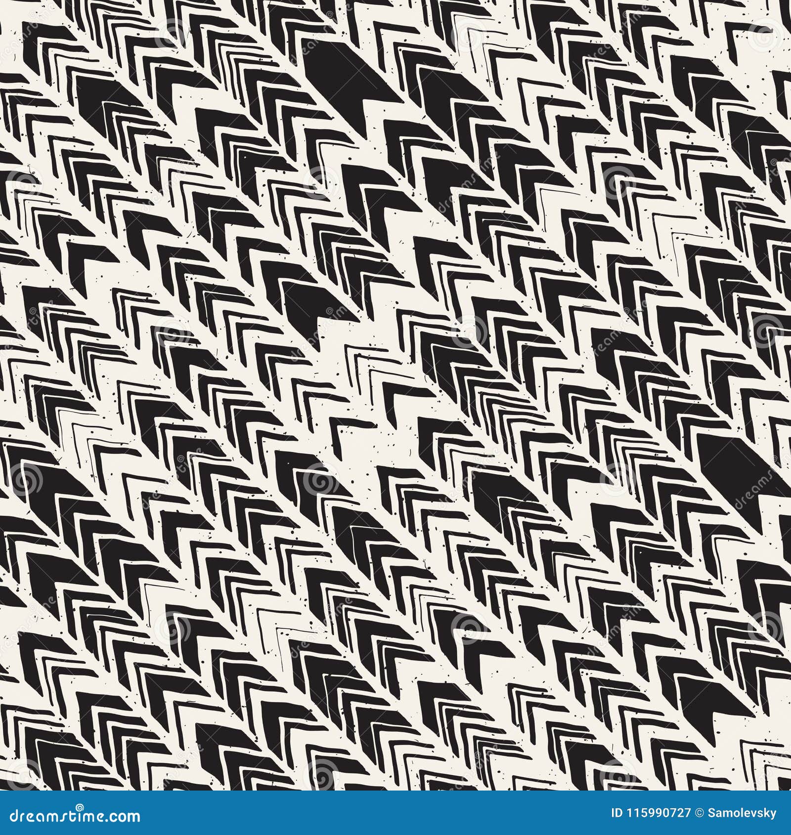 Seamless Hand Drawn Style Chevron Pattern in Black and White. Abstract ...