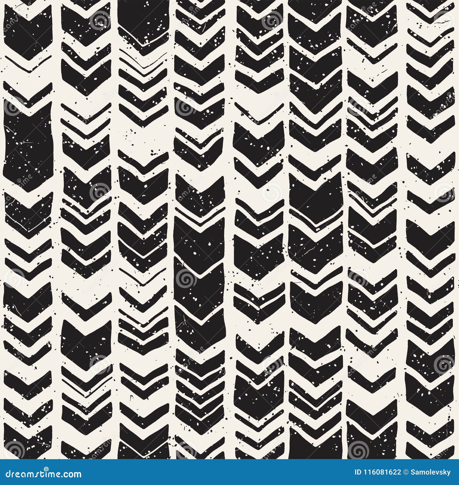Seamless Hand Drawn Style Chevron Pattern in Black and White. Abstract ...