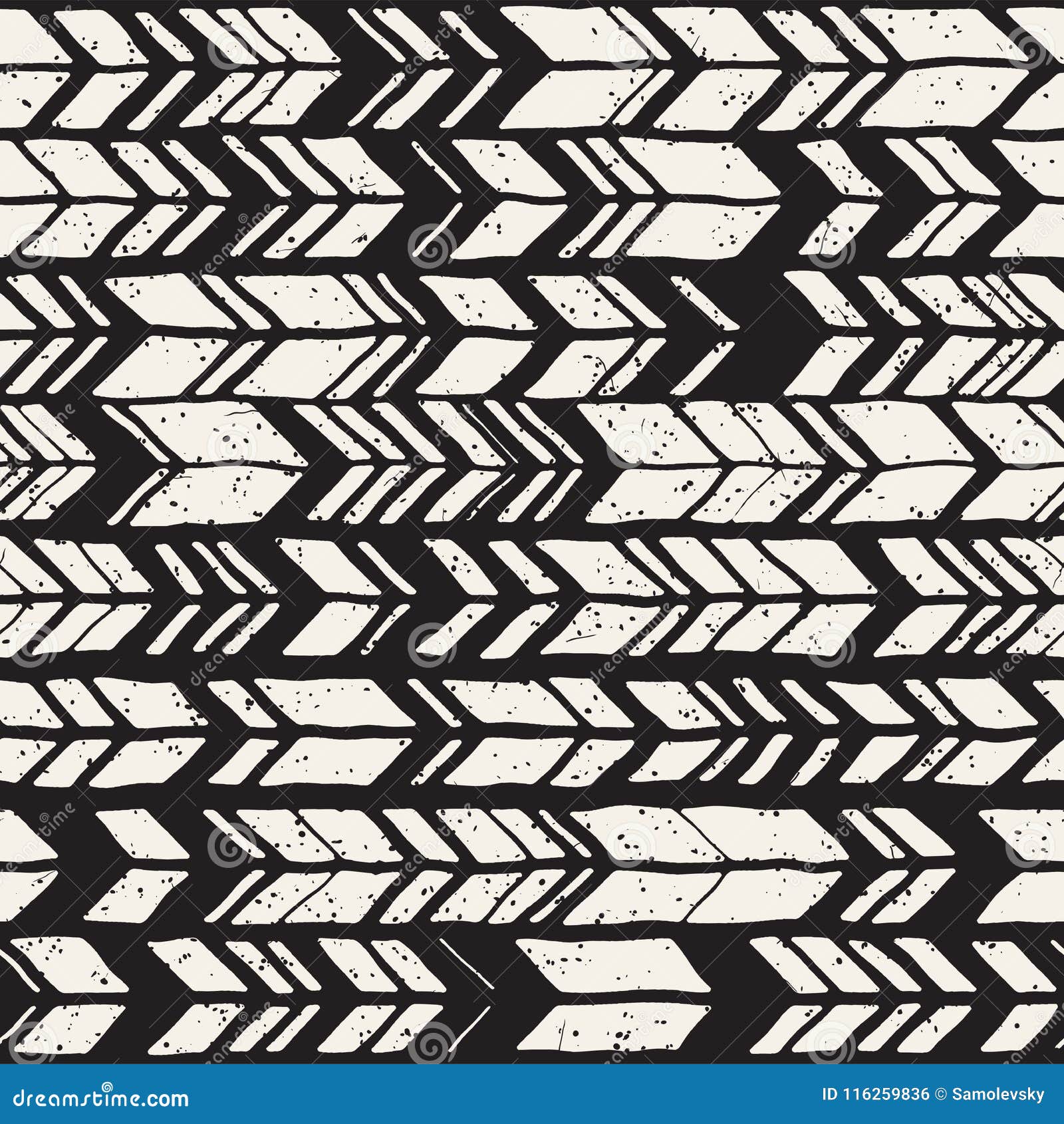 Seamless Hand Drawn Style Chevron Pattern in Black and White. Abstract ...