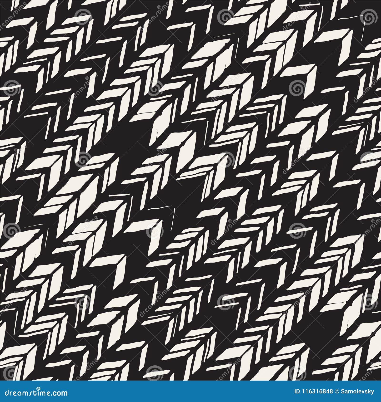 Seamless Hand Drawn Style Chevron Pattern in Black and White. Abstract ...