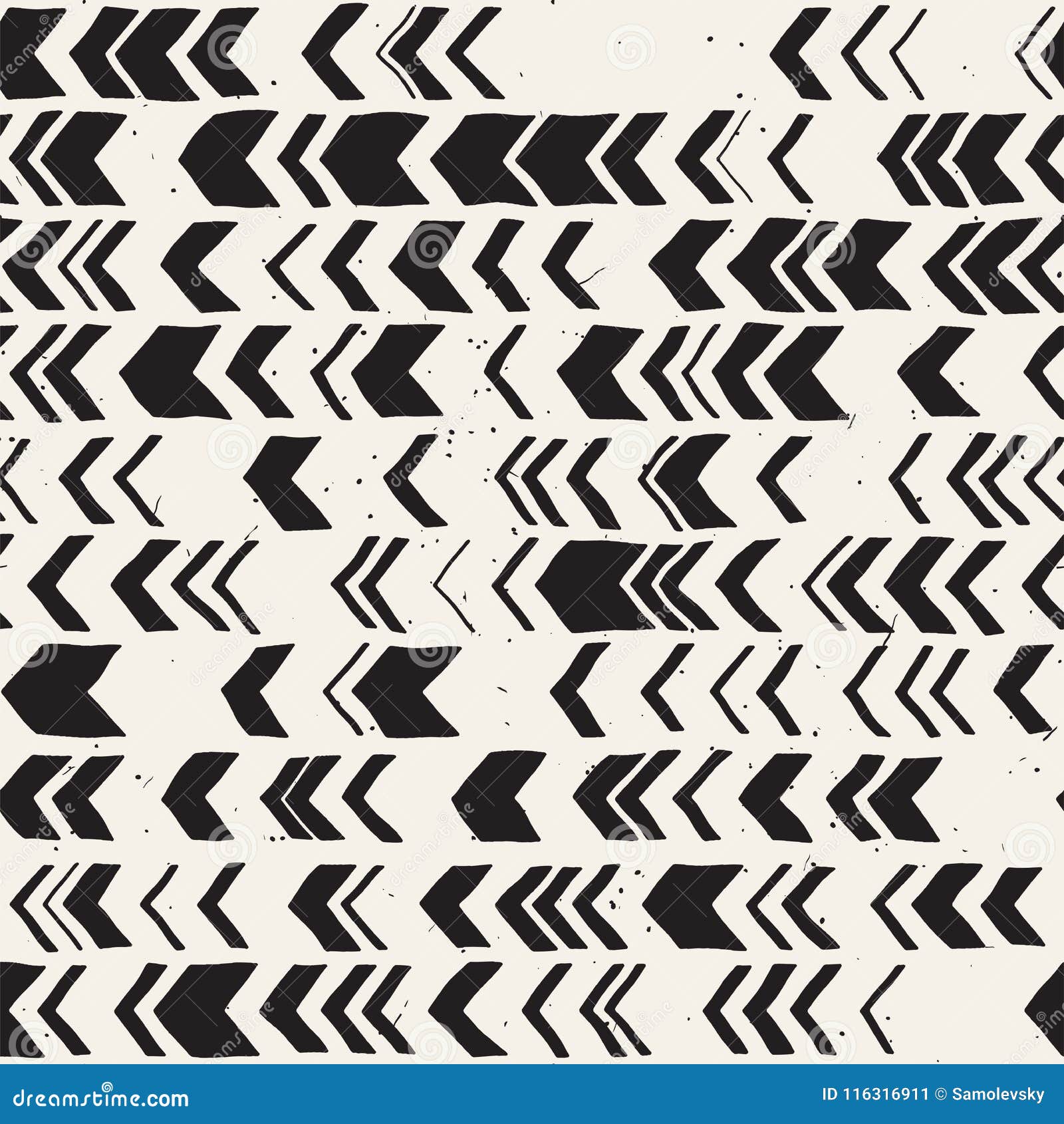 Seamless Hand Drawn Style Chevron Pattern in Black and White. Abstract ...