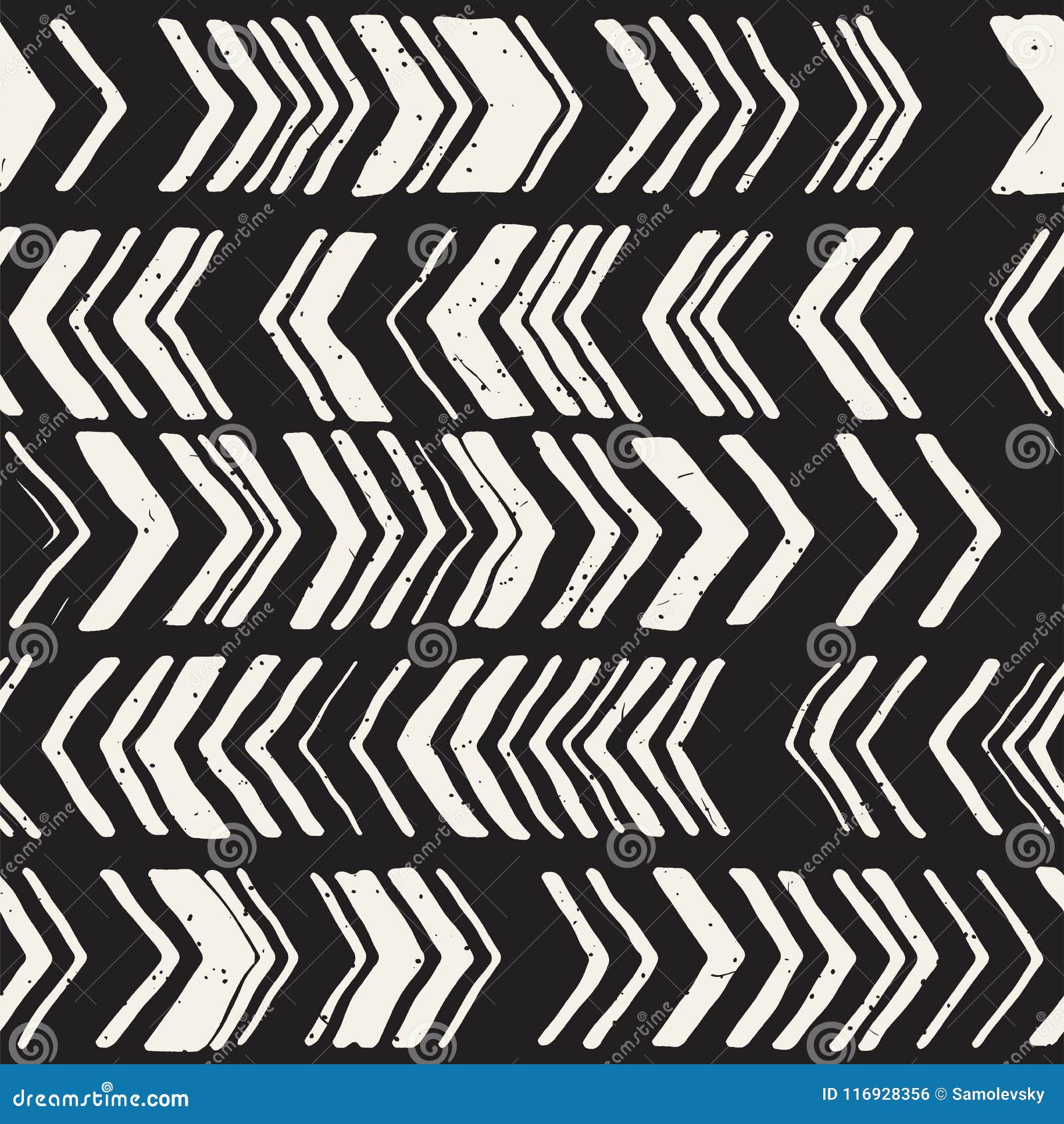 Seamless Hand Drawn Style Chevron Pattern in Black and White. Abstract ...