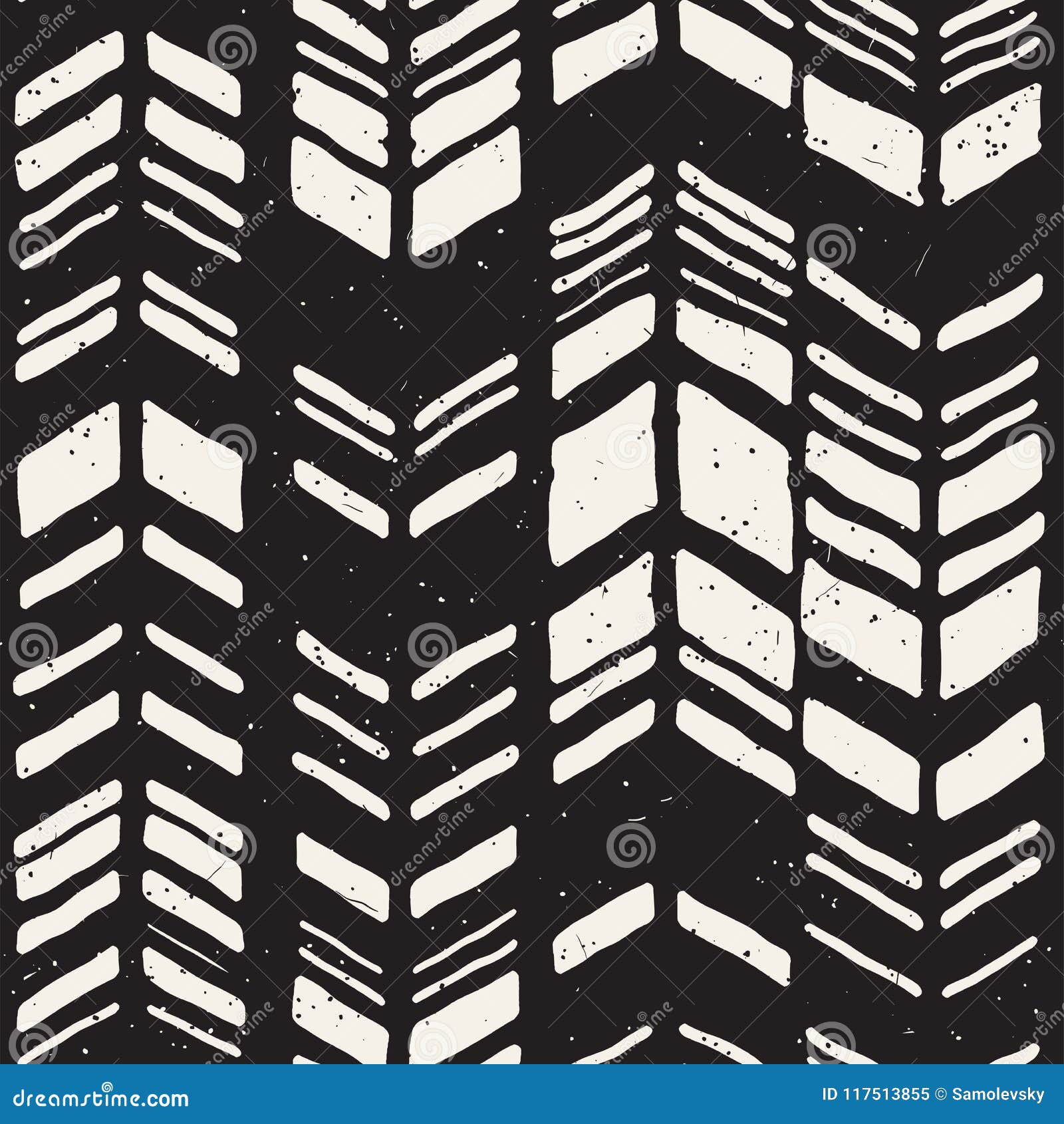Seamless Hand Drawn Style Chevron Pattern in Black and White. Abstract ...