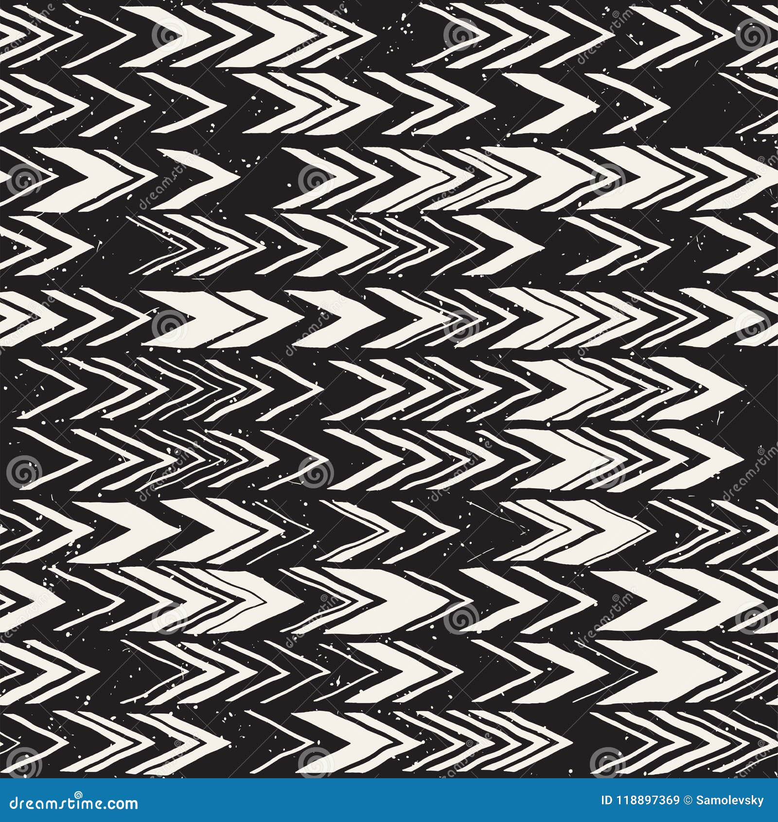 Seamless Hand Drawn Style Chevron Pattern in Black and White. Abstract ...