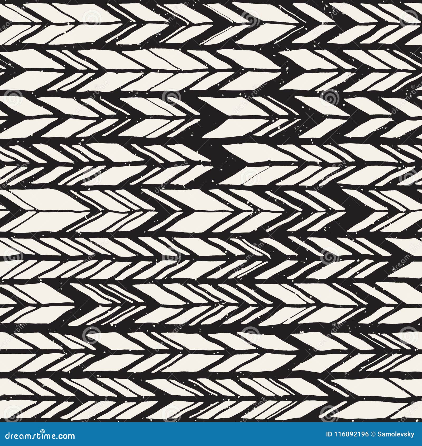 Seamless Hand Drawn Style Chevron Pattern in Black and White. Abstract ...