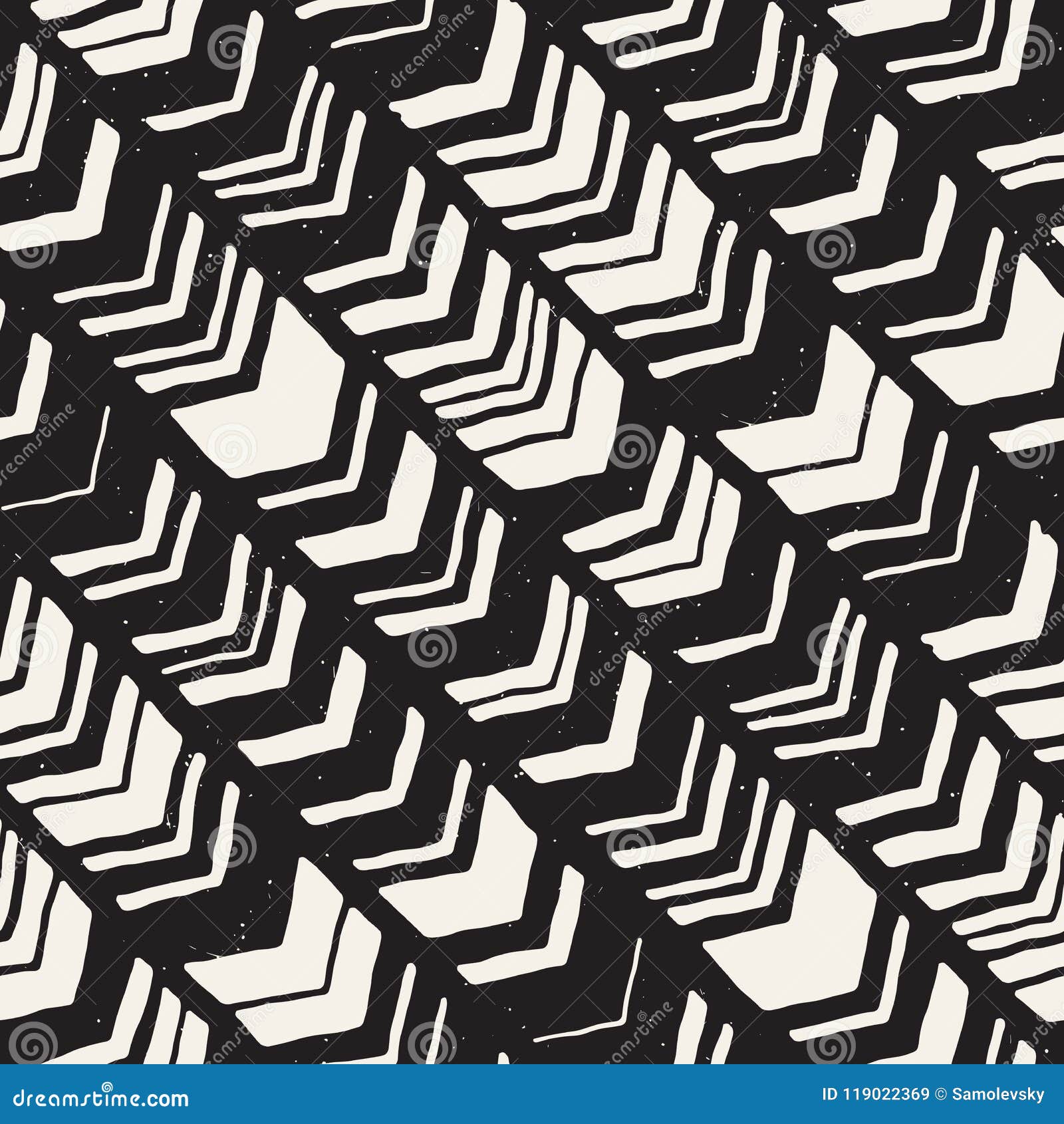 Seamless Hand Drawn Style Chevron Pattern in Black and White. Abstract ...