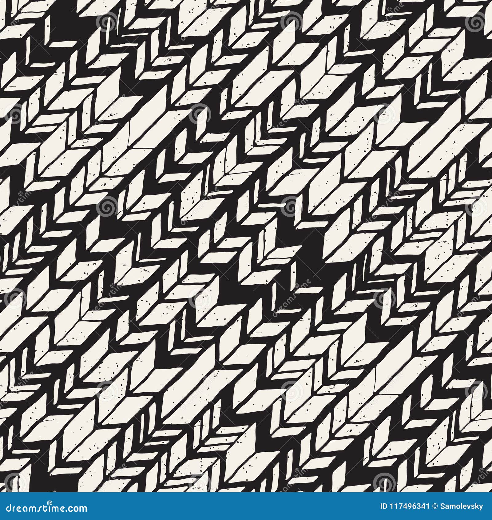 Seamless Hand Drawn Style Chevron Pattern in Black and White. Abstract ...