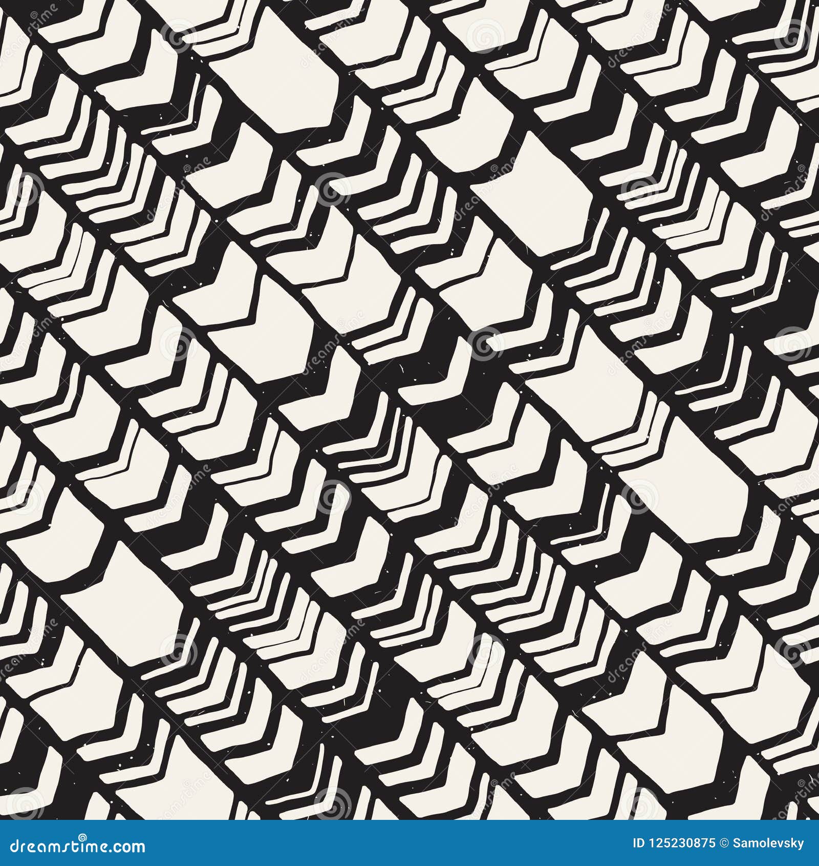 Seamless Hand Drawn Style Chevron Pattern in Black and White. Abstract ...