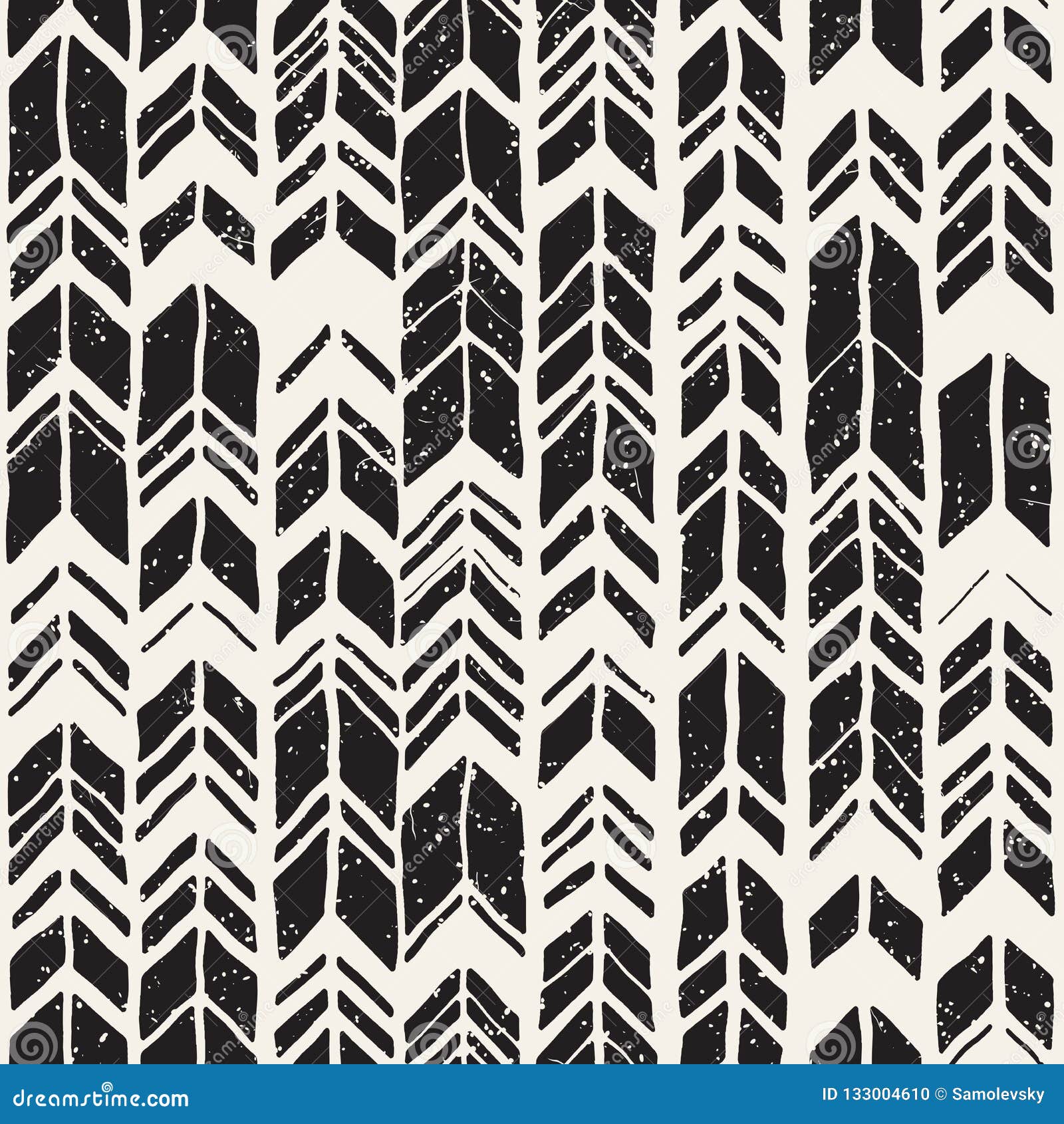 Seamless Hand Drawn Style Chevron Pattern in Black and White. Abstract ...