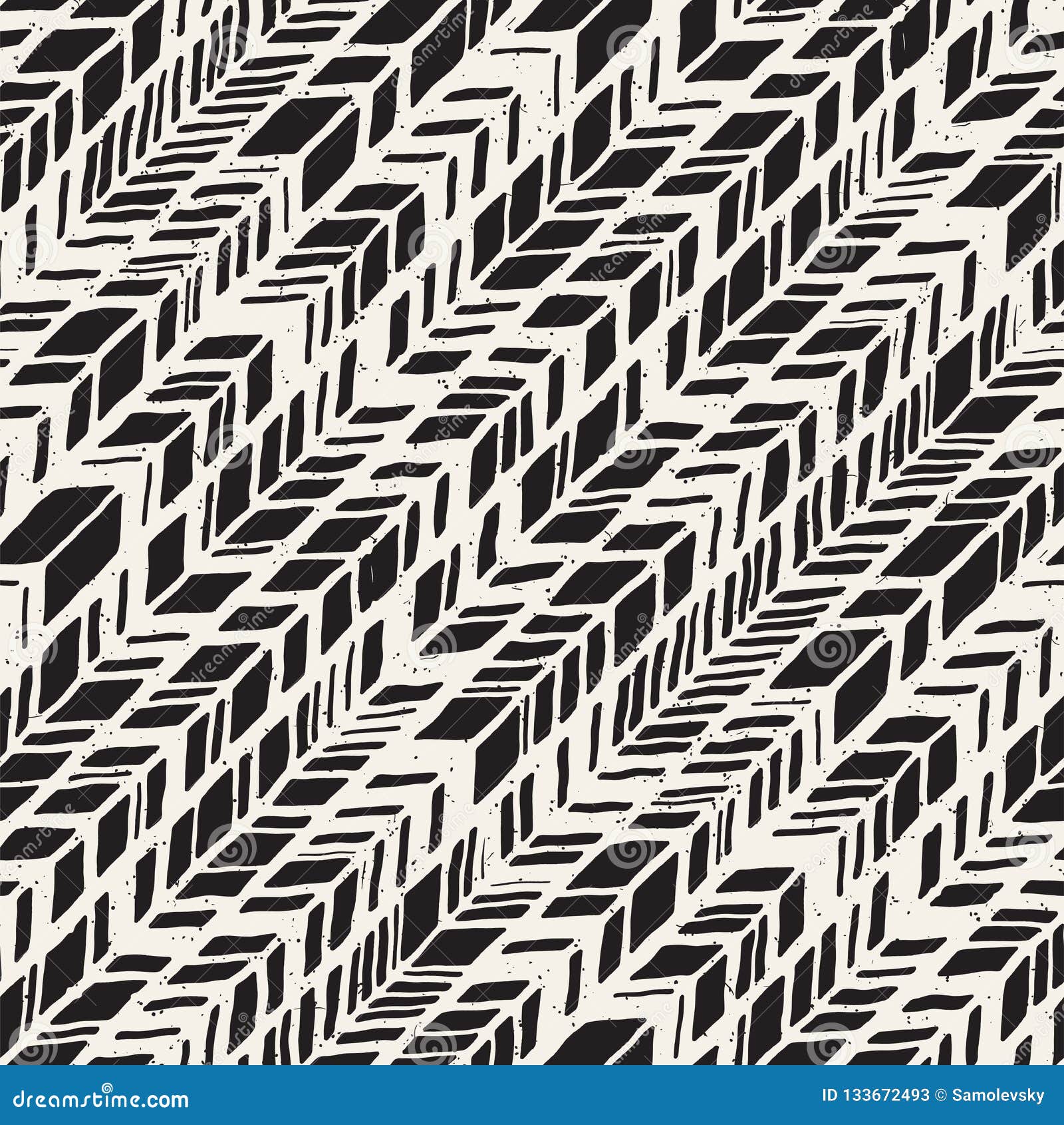 Seamless Hand Drawn Style Chevron Pattern in Black and White. Abstract ...