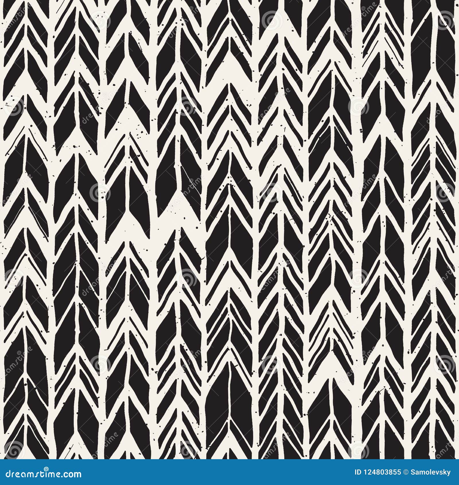 Seamless Hand Drawn Style Chevron Pattern in Black and White. Abstract ...