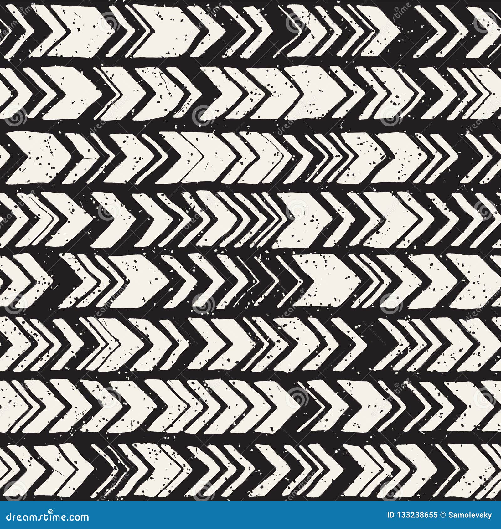 Seamless Hand Drawn Style Chevron Pattern in Black and White. Abstract ...