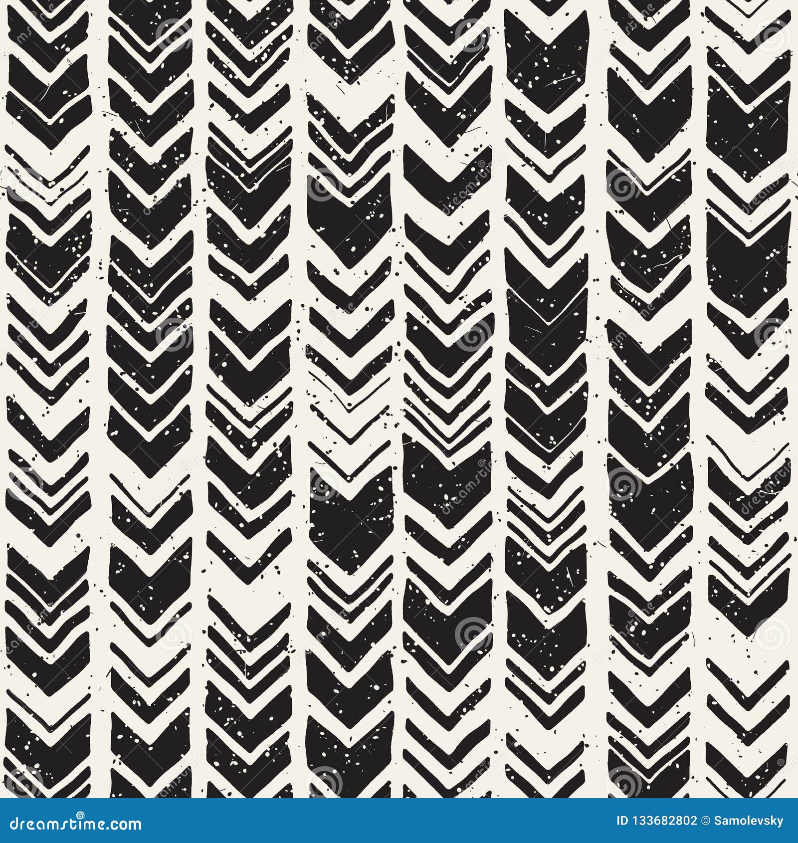 Seamless Hand Drawn Style Chevron Pattern in Black and White. Abstract ...