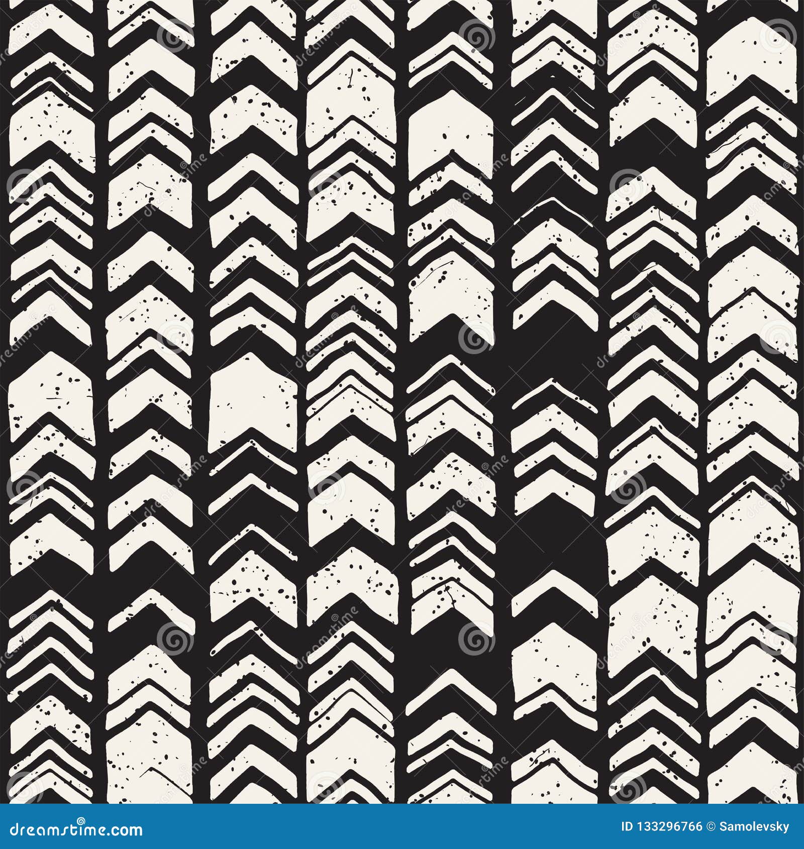 Seamless Hand Drawn Style Chevron Pattern in Black and White. Stock ...