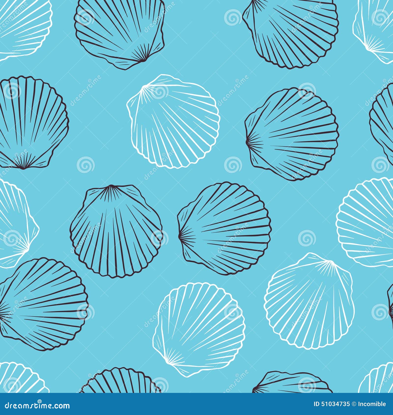 Seamless Hand Drawn Texture of Shells. Vector Stock Vector ...
