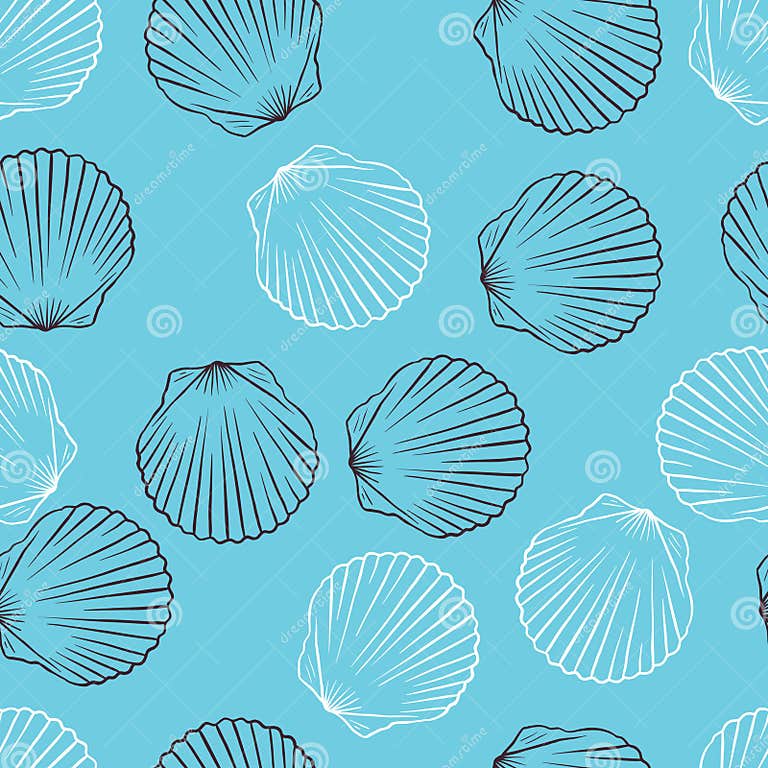Seamless Hand Drawn Texture of Shells. Vector Stock Vector ...