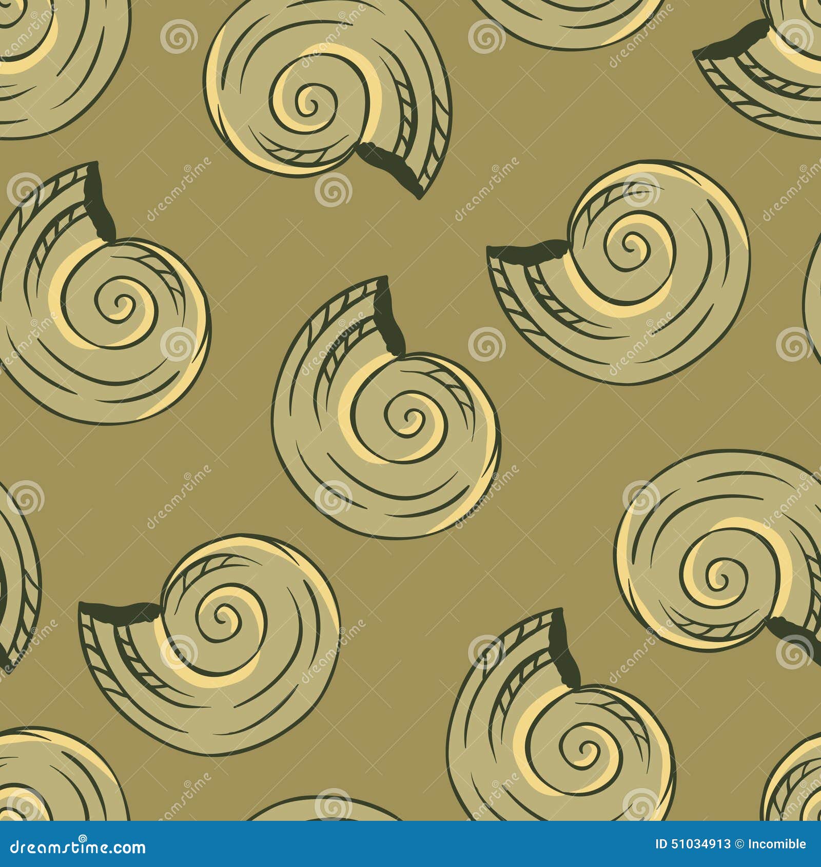 Seamless Hand Drawn Texture of Shells. Vector Stock Vector ...