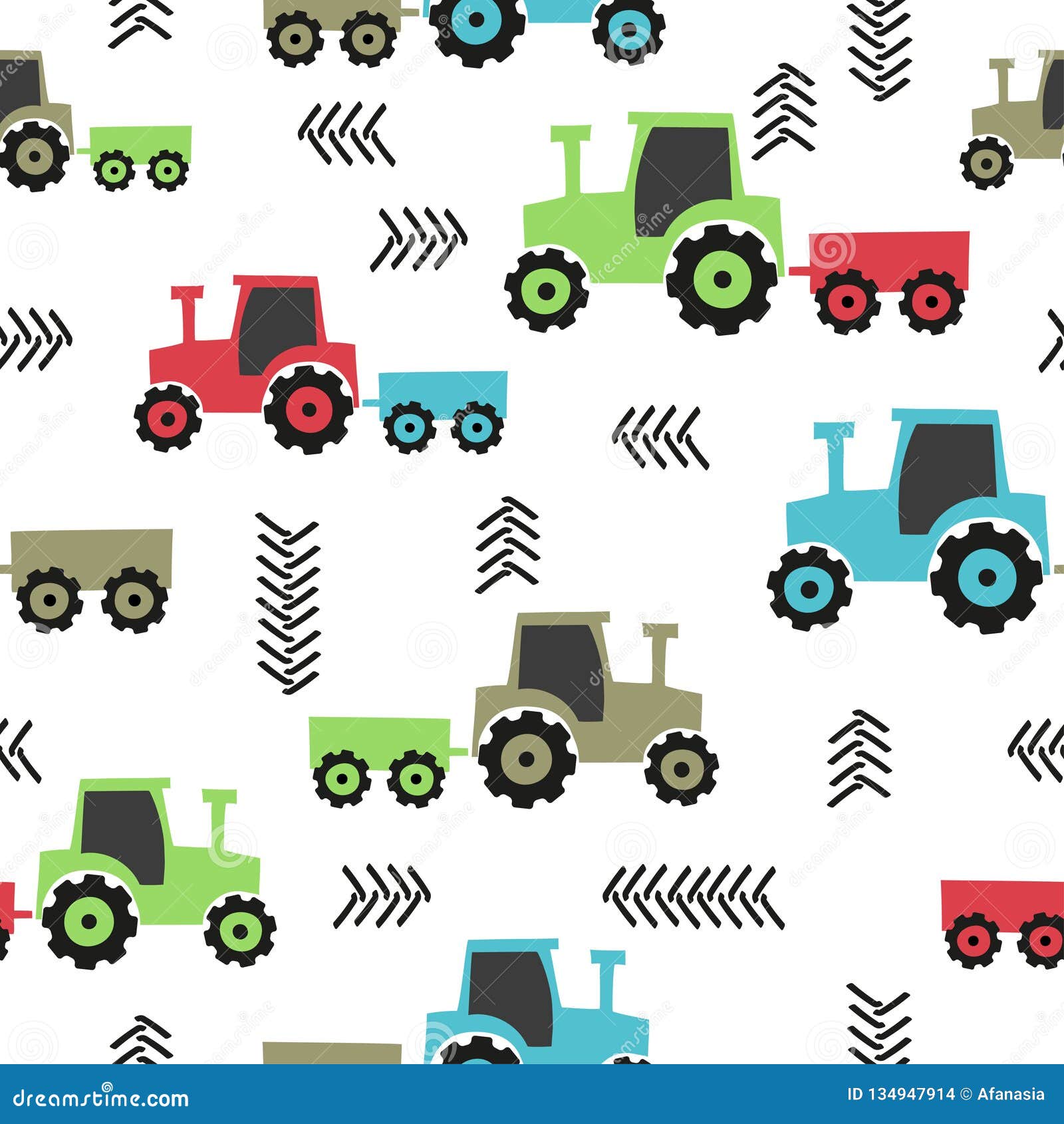Seamless Hand Drawn Tractor Pattern for Kids Stock Vector ...