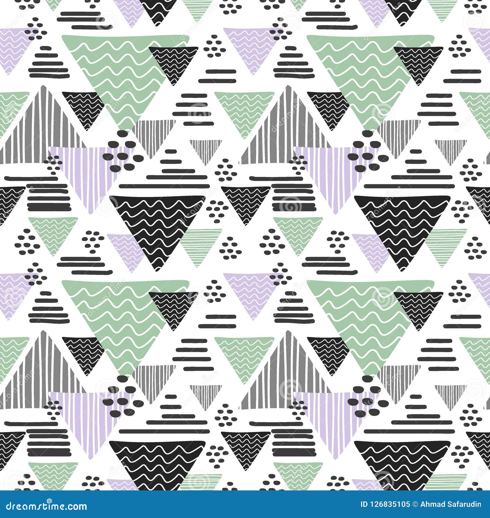 Seamless Hand Drawn Triangle Abstract Pattern with Pastel Color Stock ...