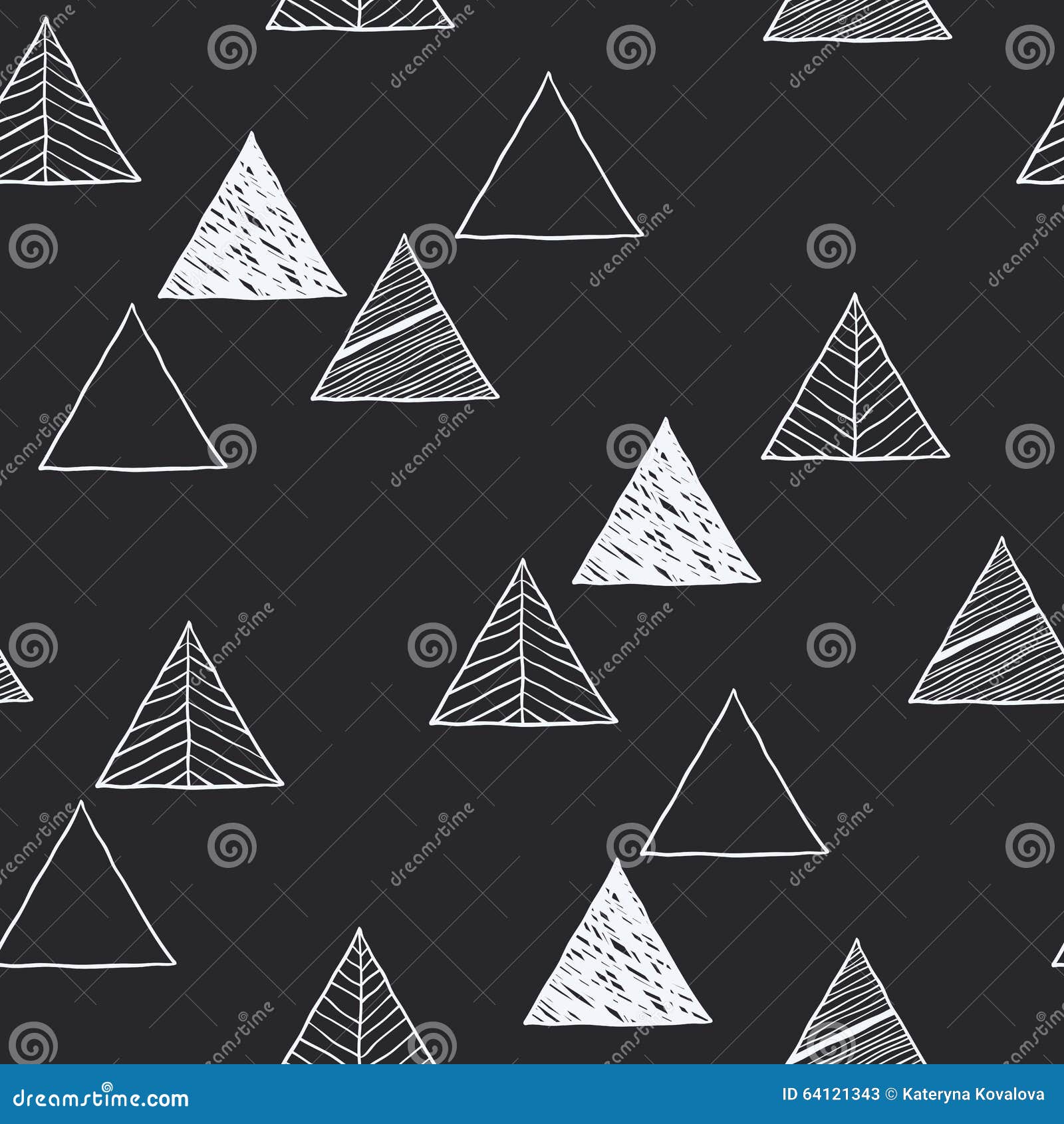 Seamless Hand-drawn Triangles Pattern. Stock Vector - Illustration of ...
