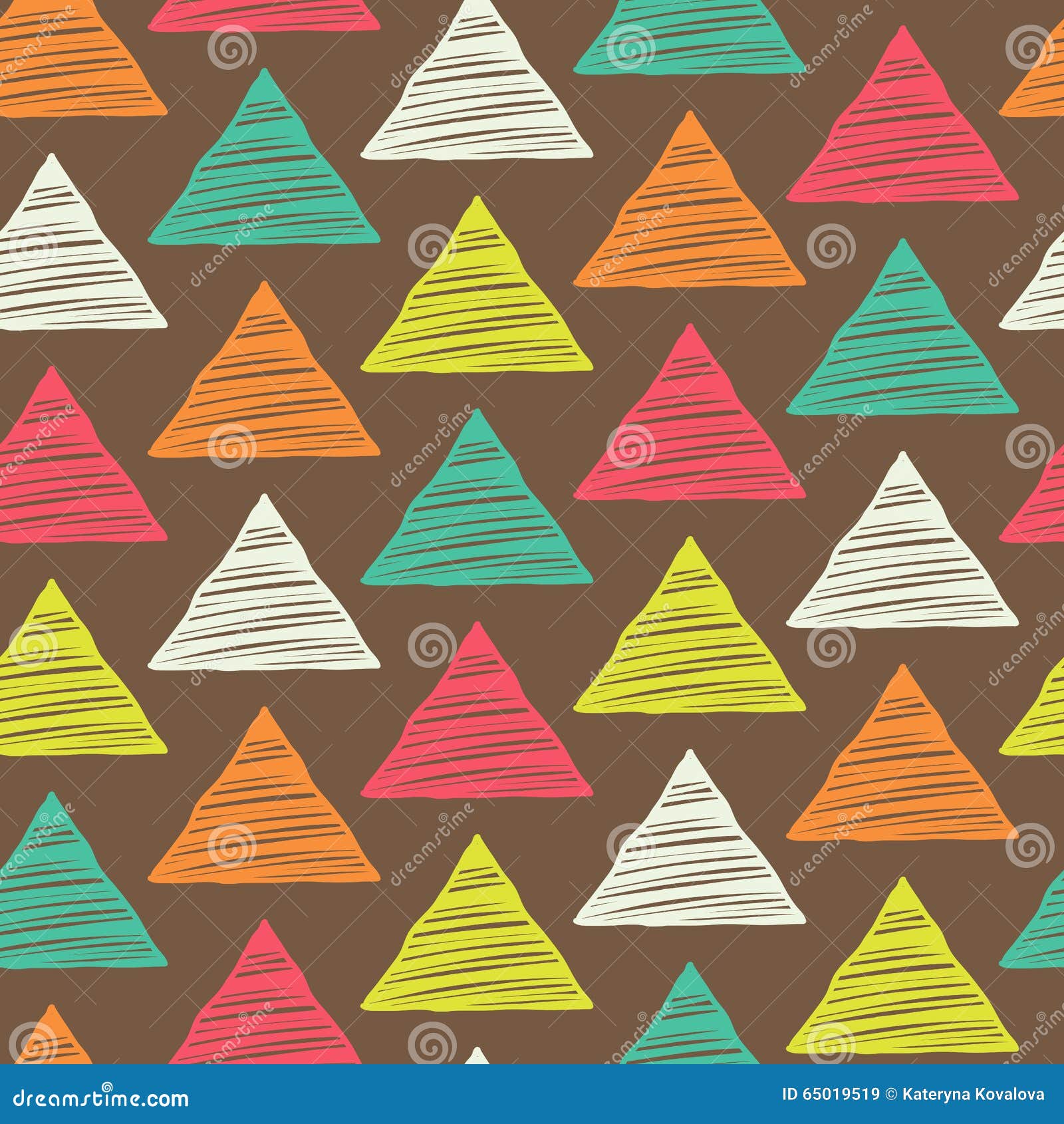 Seamless Hand-drawn Triangles Pattern. Stock Vector - Illustration of ...