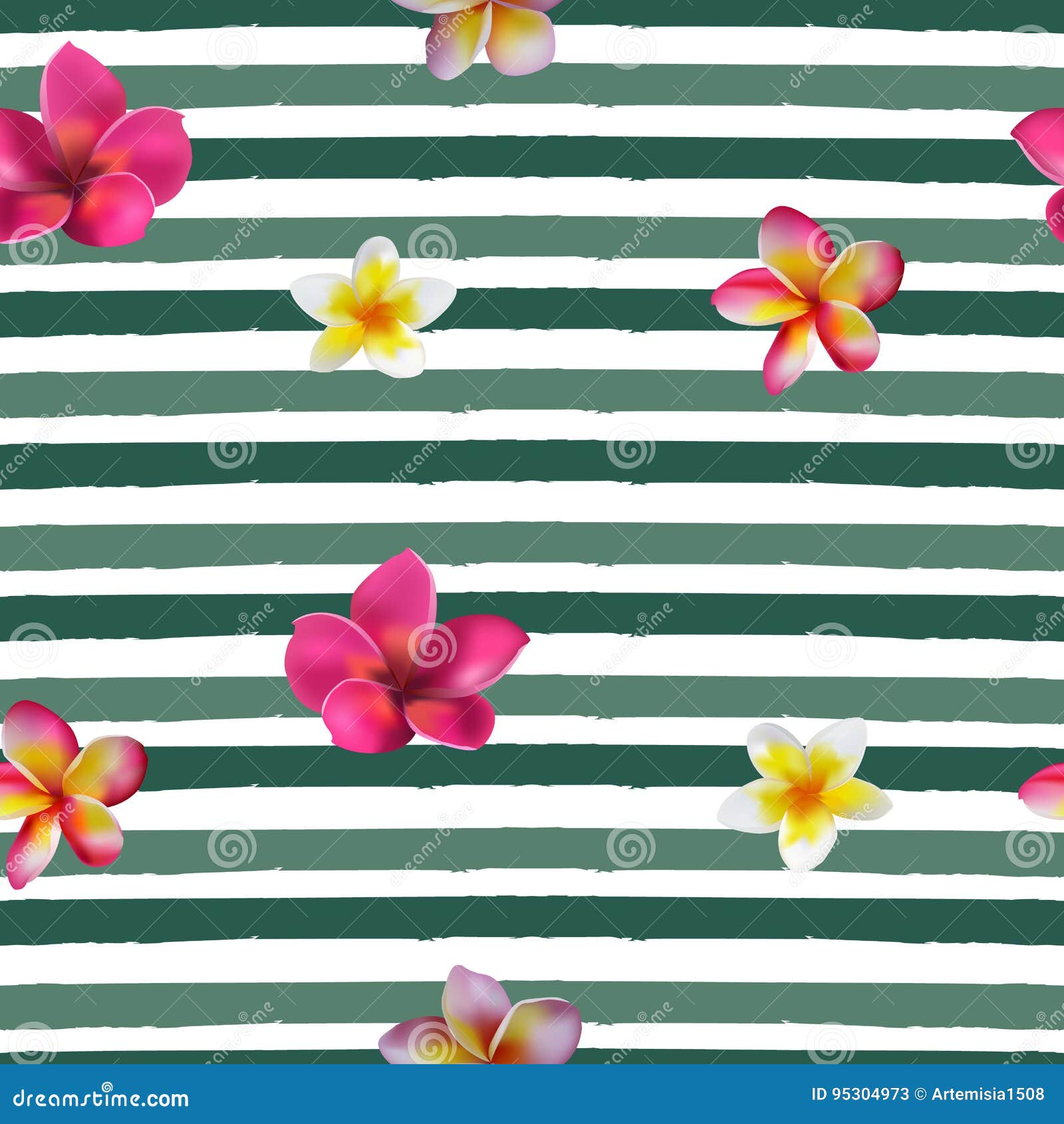 Seamless Hand Drawn Tropical Vector Pattern With Orchid Flowers Stock