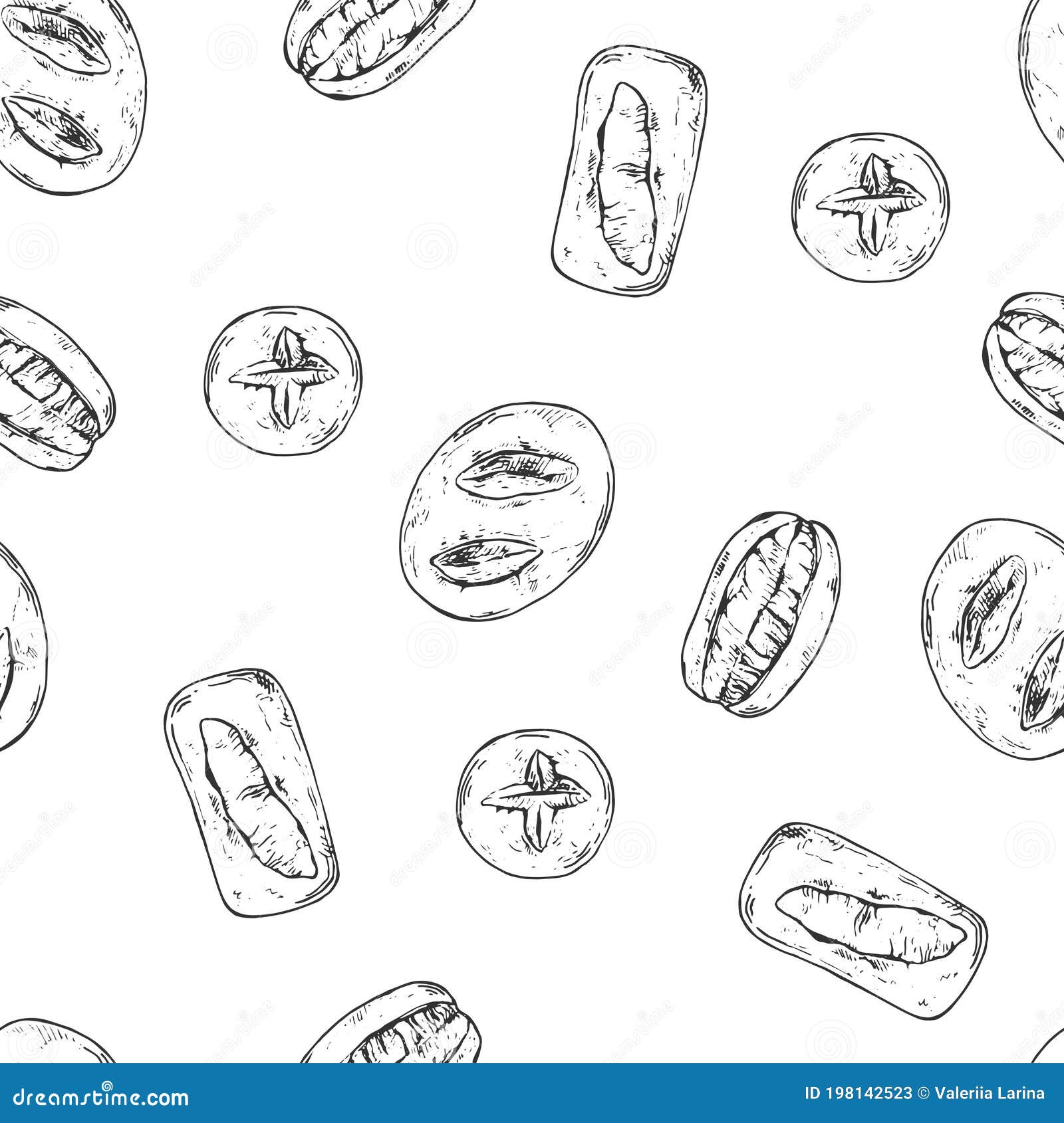 Seamless Hand Drawn Vector Pattern Bread, Rolls Stock Illustration ...