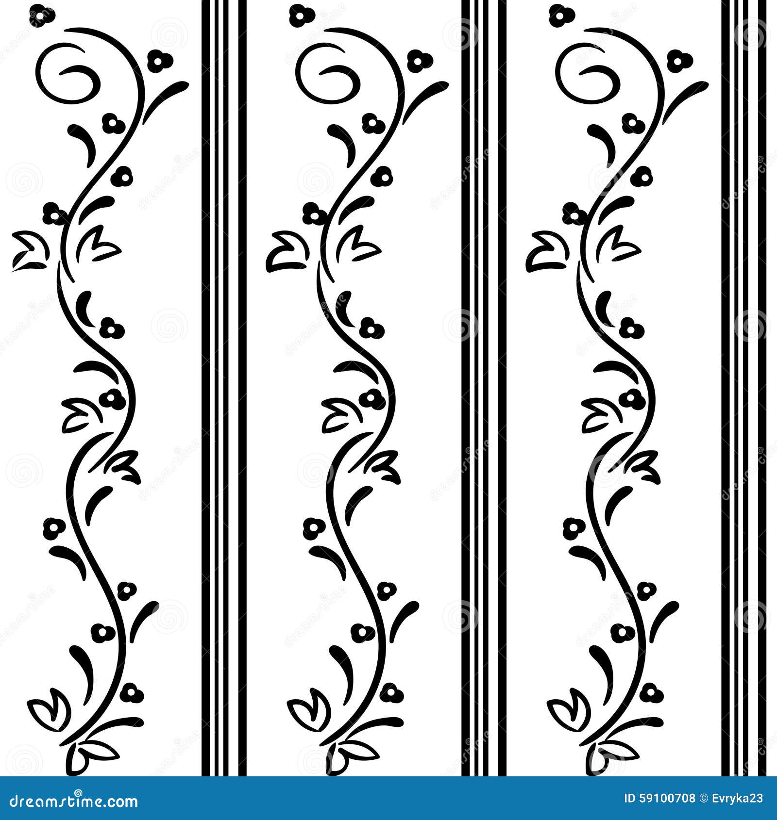 Seamless Hand Drawn Vector Swirl Flower Pattern Stock Vector ...