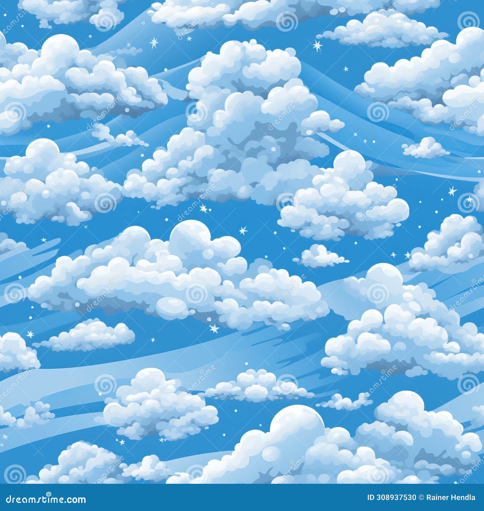 Hand-Painted Clouds Pattern Background for Print, Textile, and Design ...