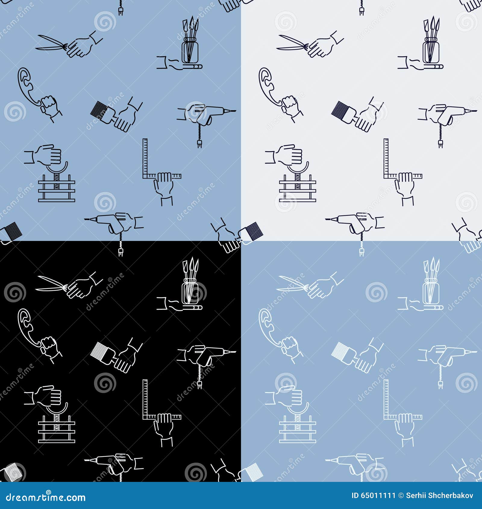 Seamless Handicraft Pattern With Sewing, Embroidery And Knitting Tools ...