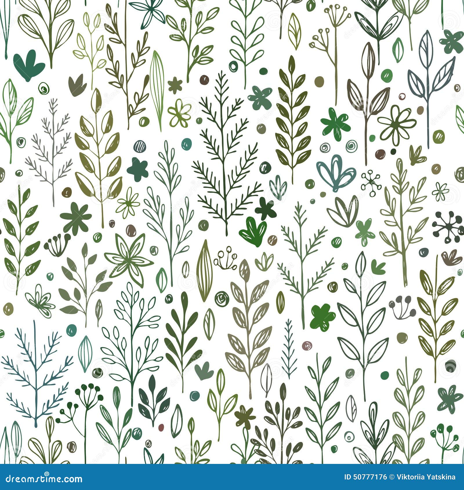 Seamless Hands Drawn Spring Pattern with Grass and Stock Vector ...