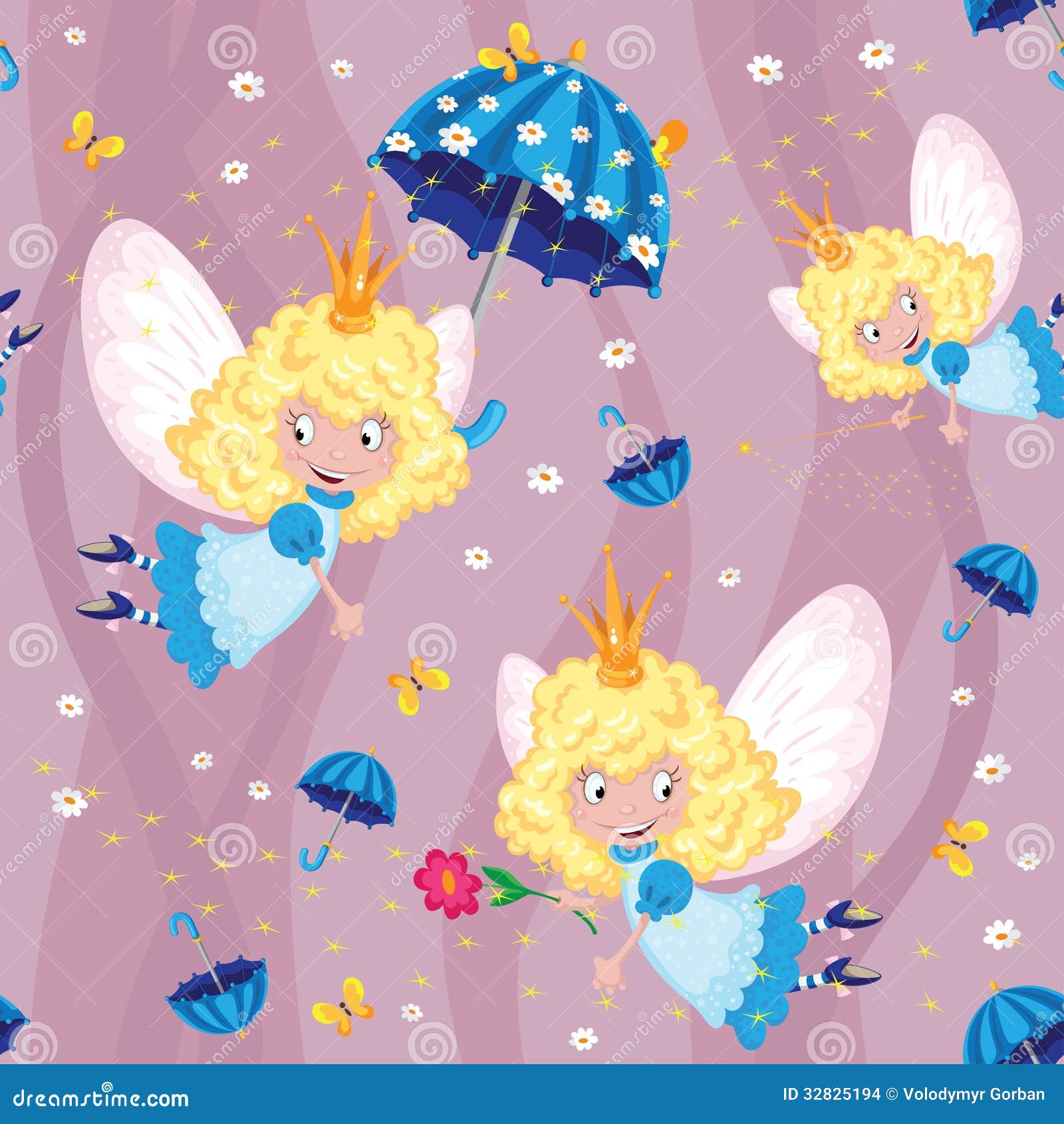 Seamless happy fairy stock vector. Illustration of raindrops - 32825194