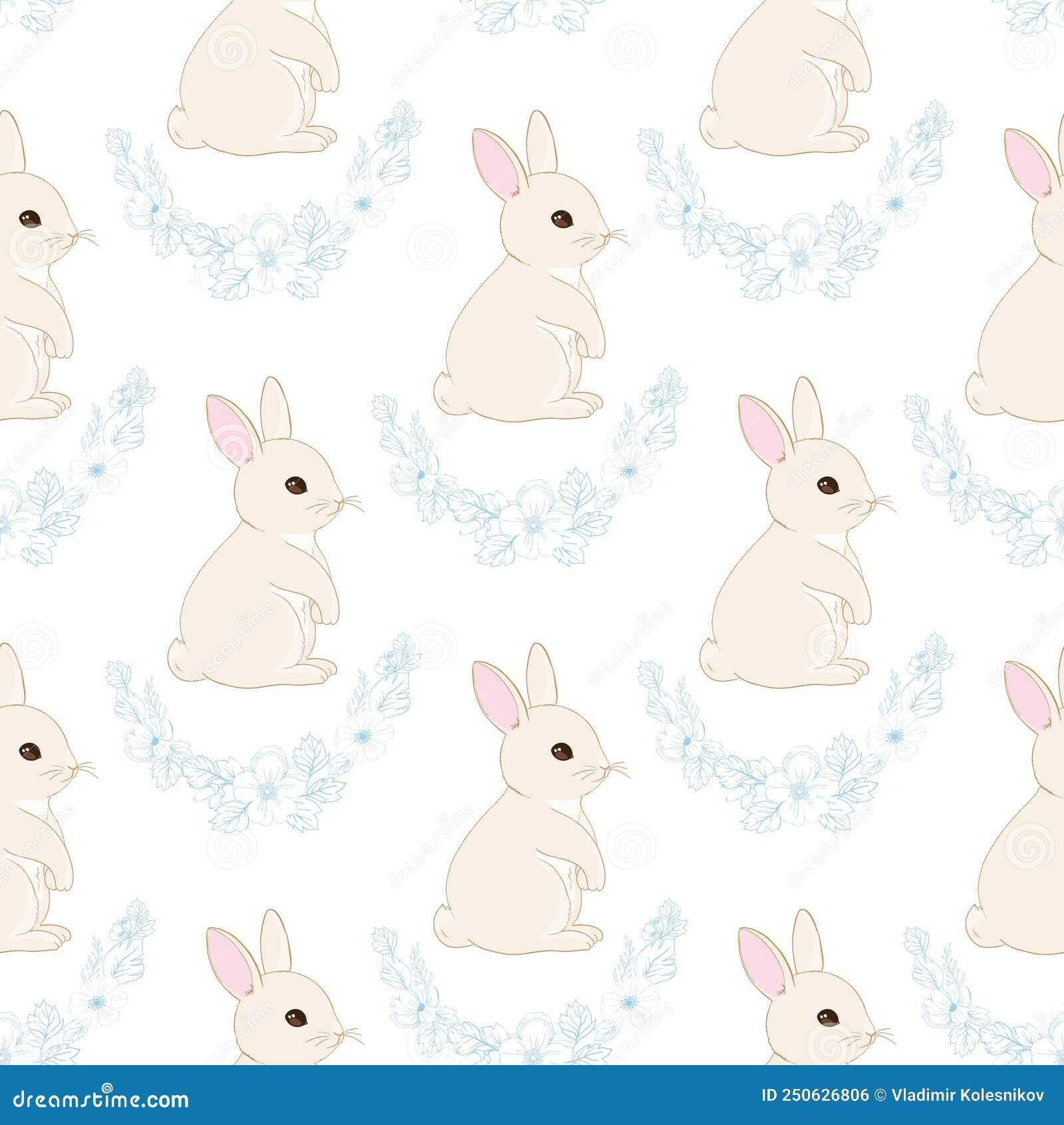 Seamless Hare Pattern. Cute Little Bunny Stock Vector - Illustration of ...
