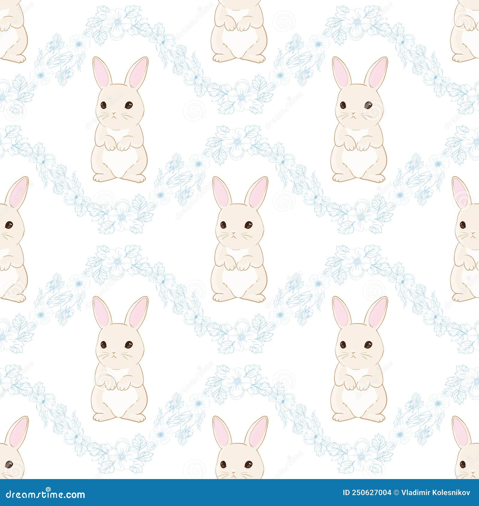 Seamless Hare Pattern. Cute Little Bunny Stock Vector - Illustration of ...